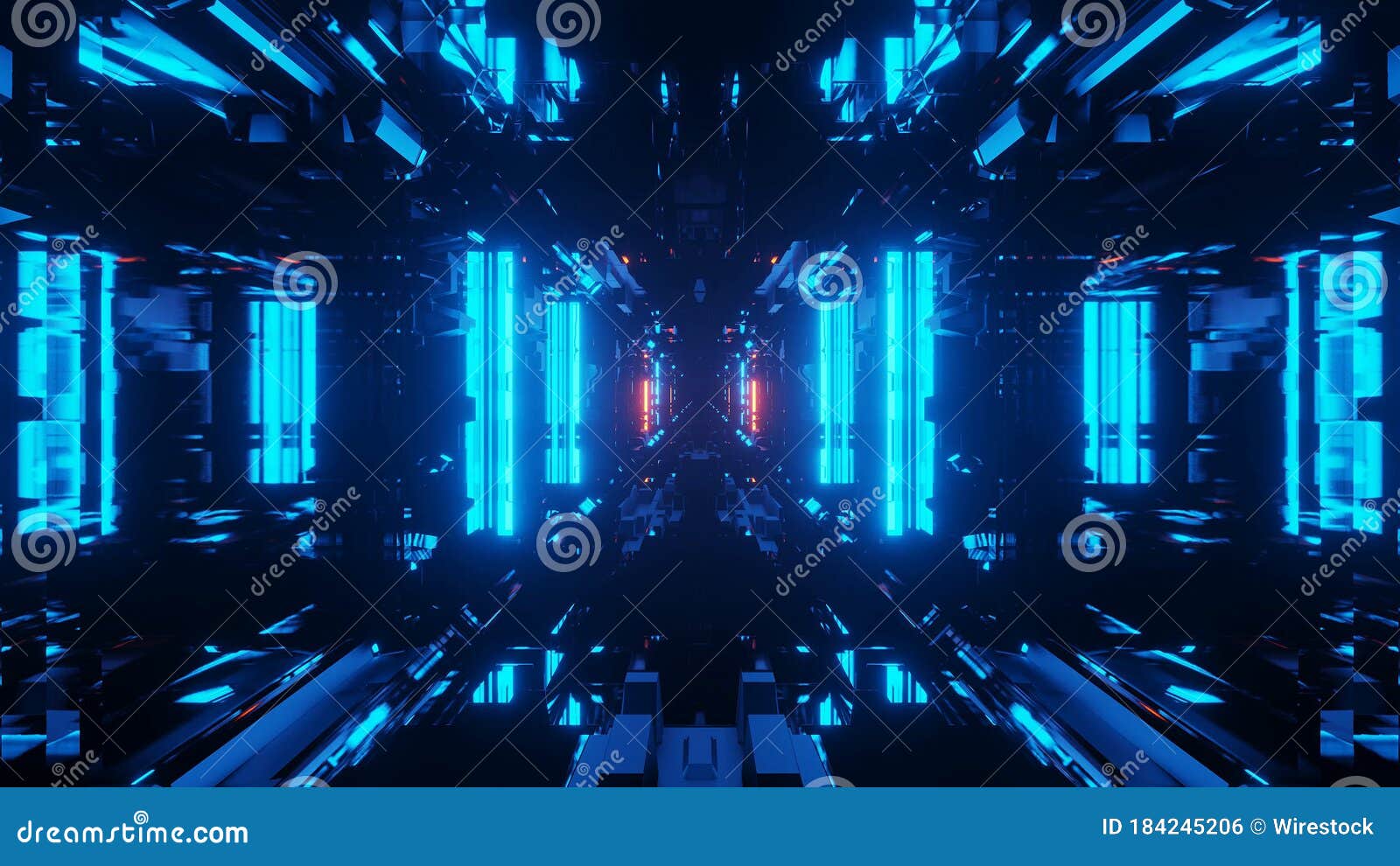 Graphic Illustration of 3D Rendered Futuristic Light Blue Patterns ...