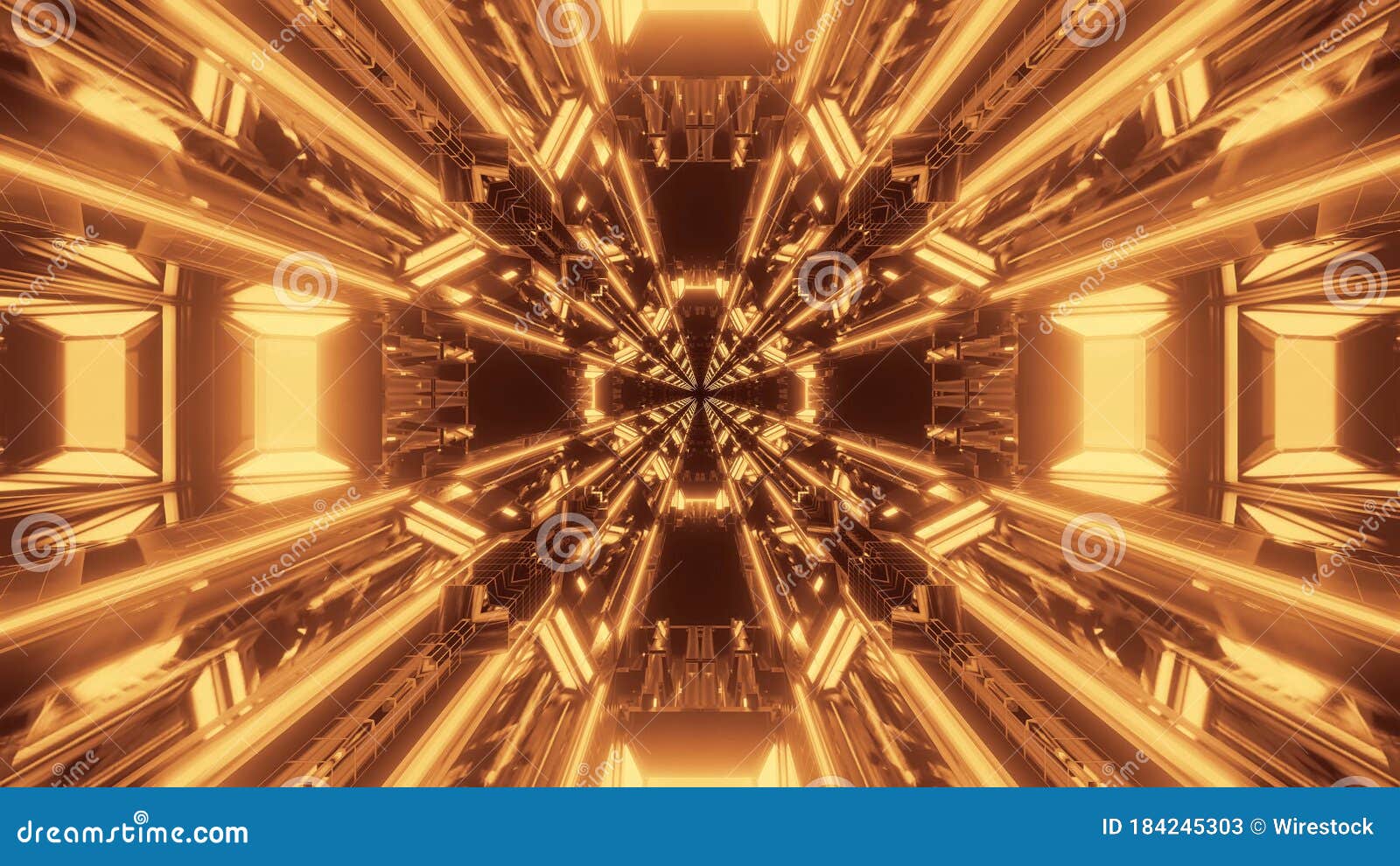 Graphic Illustration of 3D Rendered Futuristic Yellow Patterns Stock ...