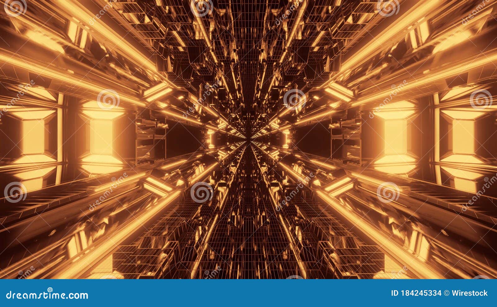 Graphic Illustration of 3D Rendered Futuristic Yellow Patterns Stock ...