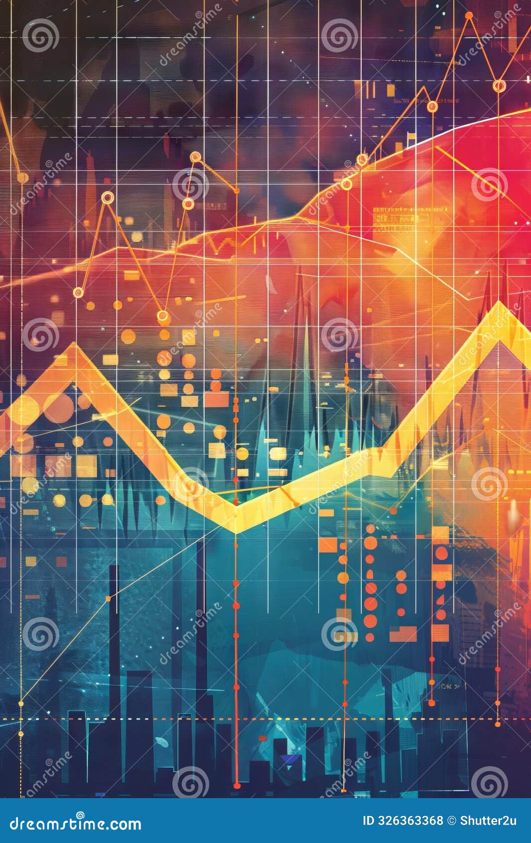 A Graphic Illustration of a Fluctuating Line Chart Showing Economic ...