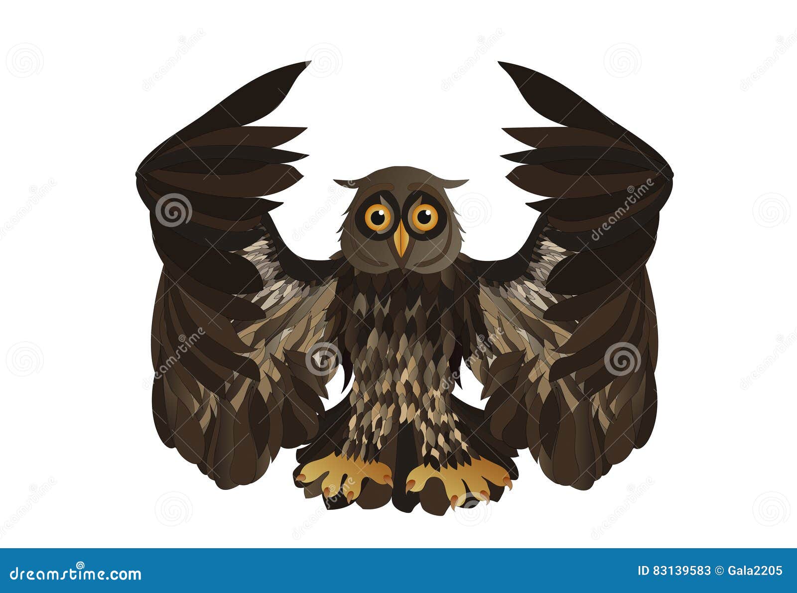 Graphic Illustration of Flying Owl. Vector Illustration Stock Vector ...