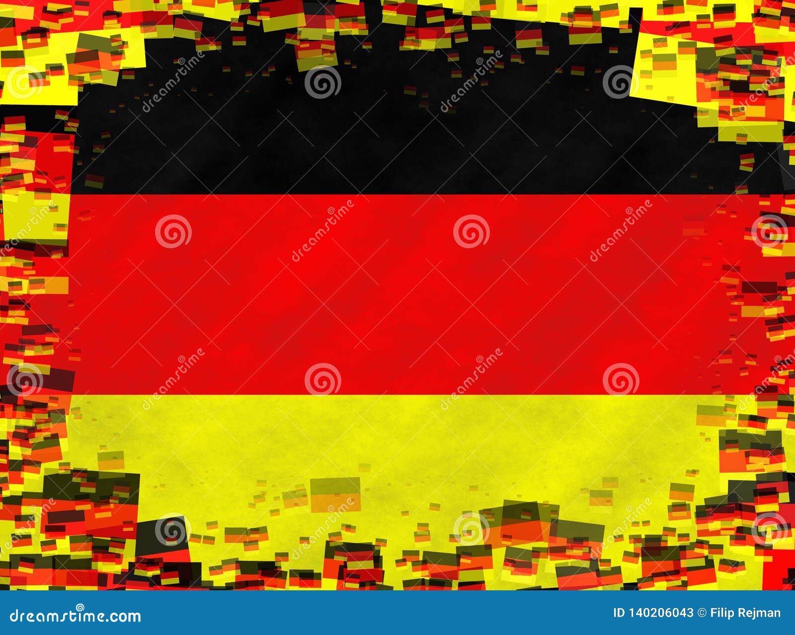 Illustration of German Flag with a Frame of Small Flags Stock ...