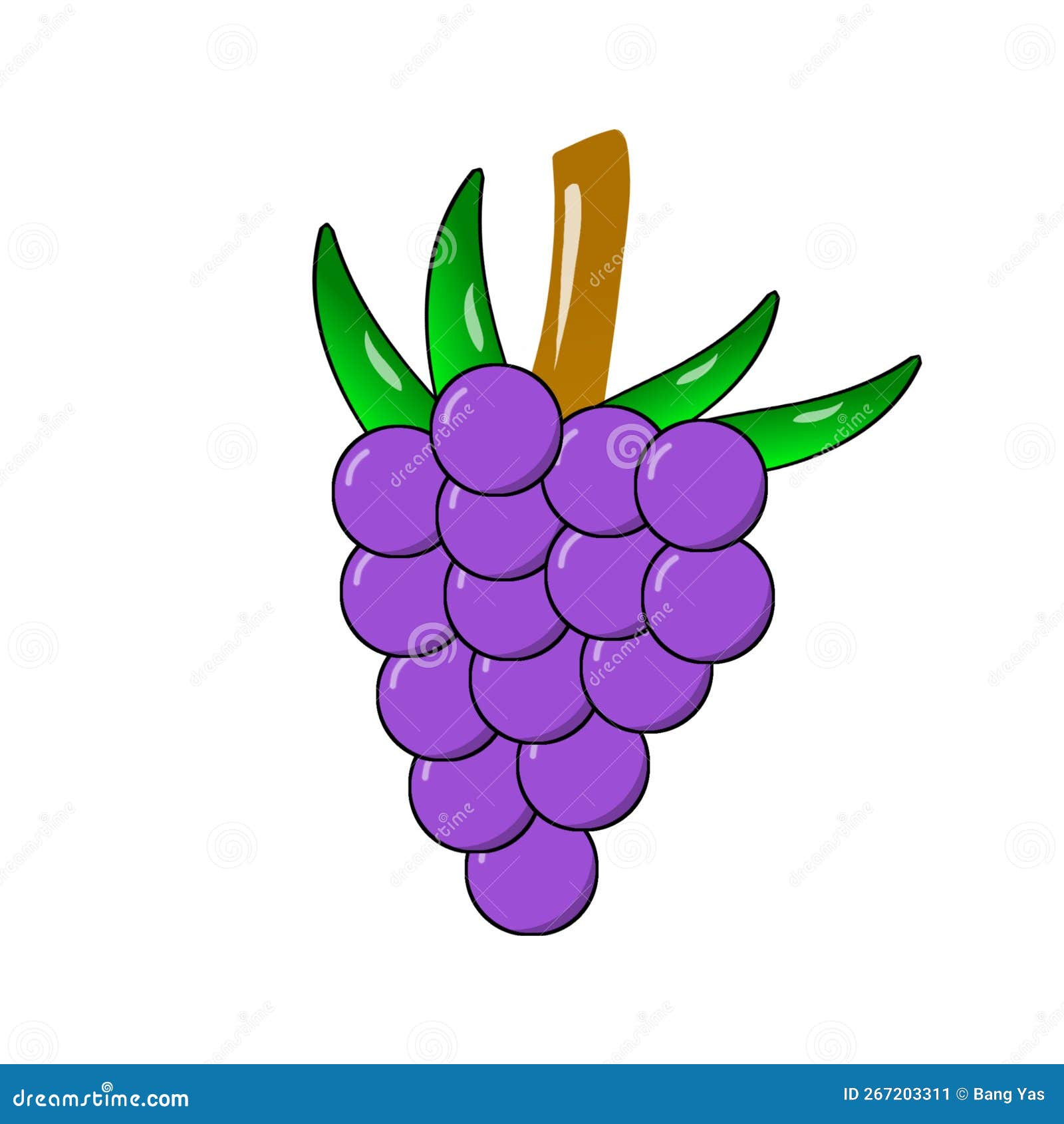 Graphic Illustration of Grapes Isolated on White Background. Grapes ...