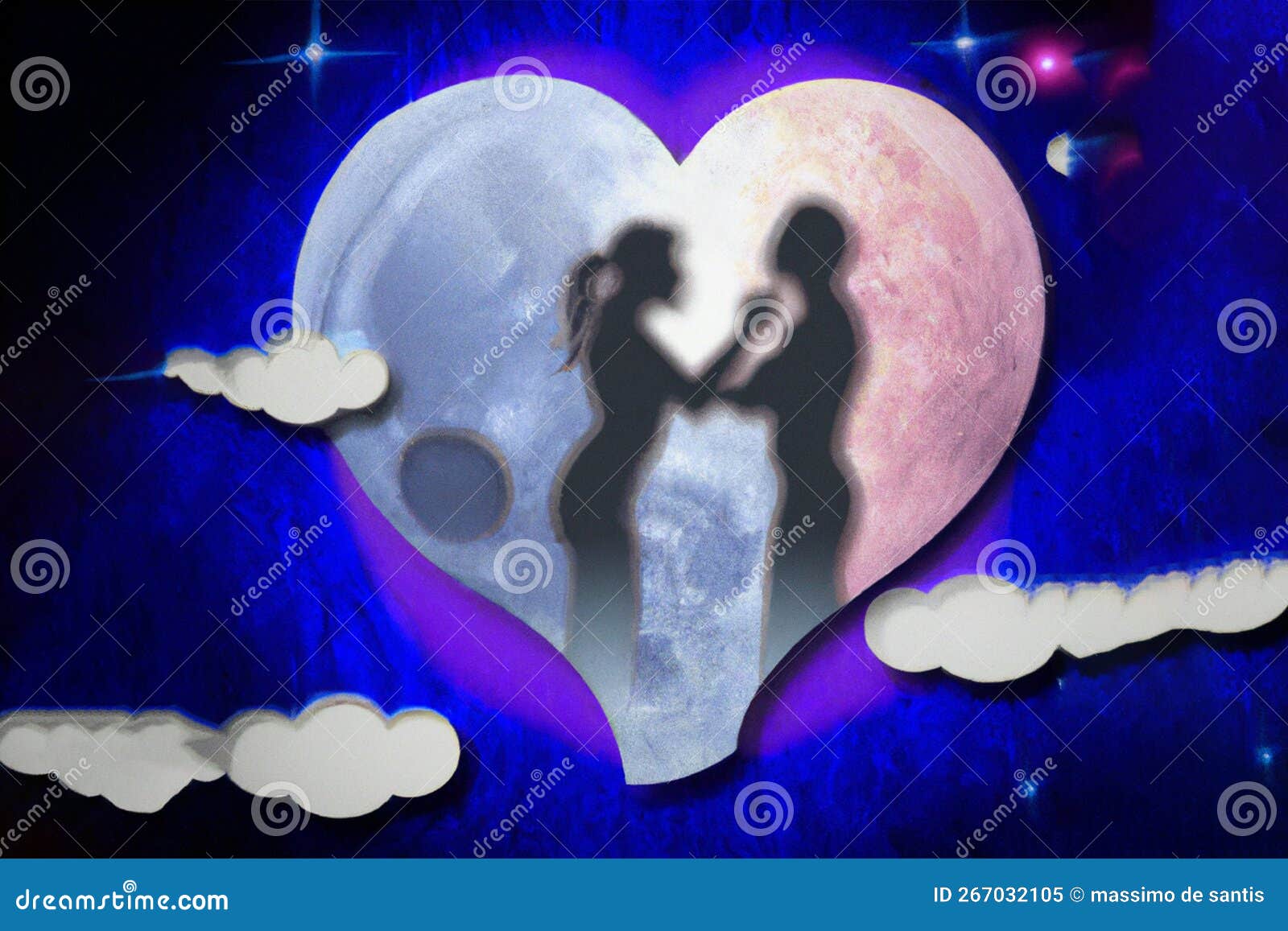 Graphic Illustration of a Heart with Moons Background Stock ...