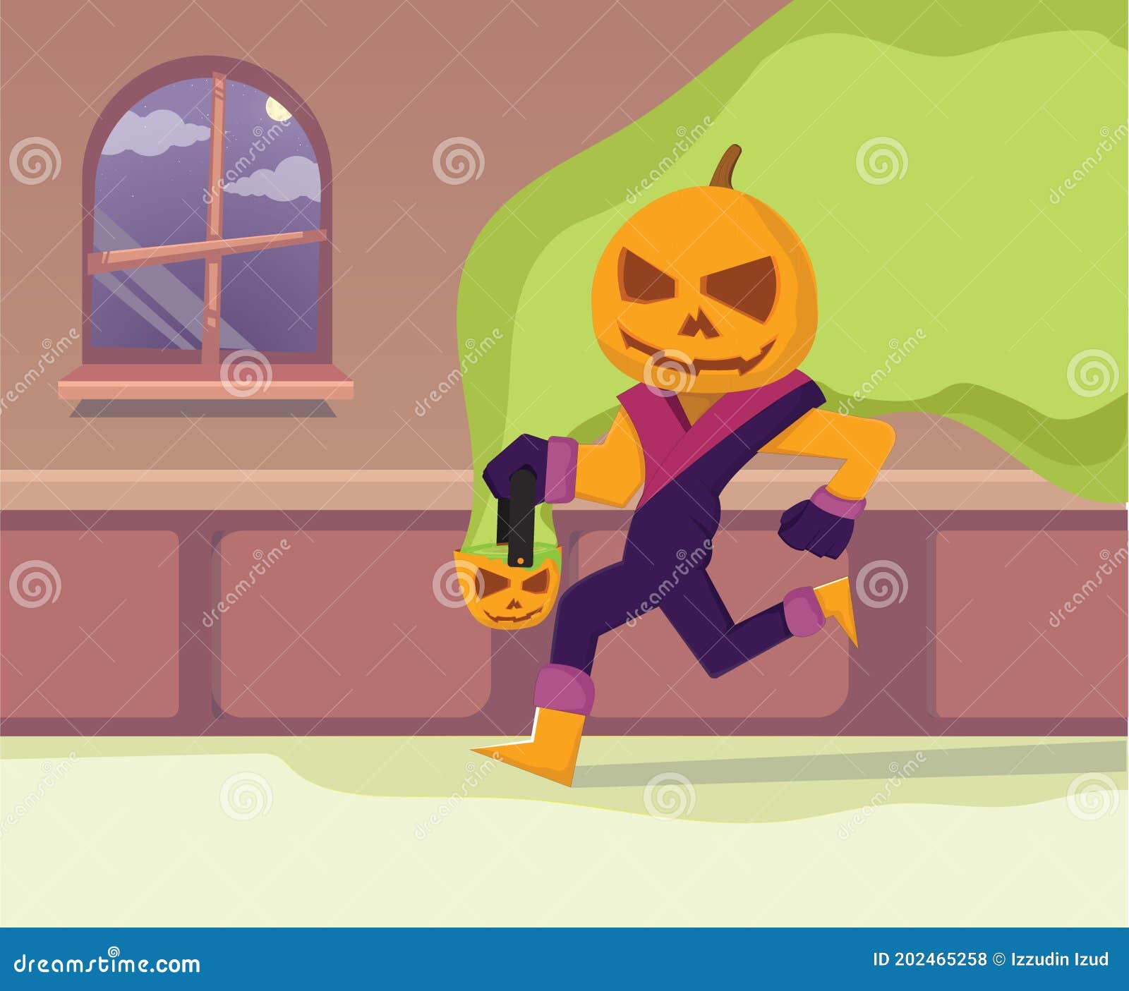 Graphic Illustration of Pumpkins Run and Halloween Stinking Pumpkin ...