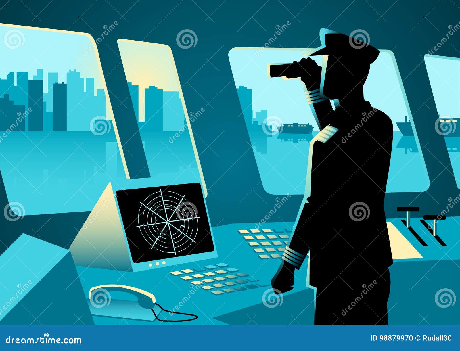 Ship Captain At The Helm Royalty-Free Illustration | CartoonDealer.com ...