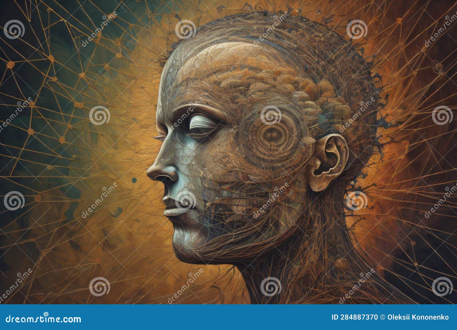 Graphic Illustration Showcasing a Composition of Human Profile and ...
