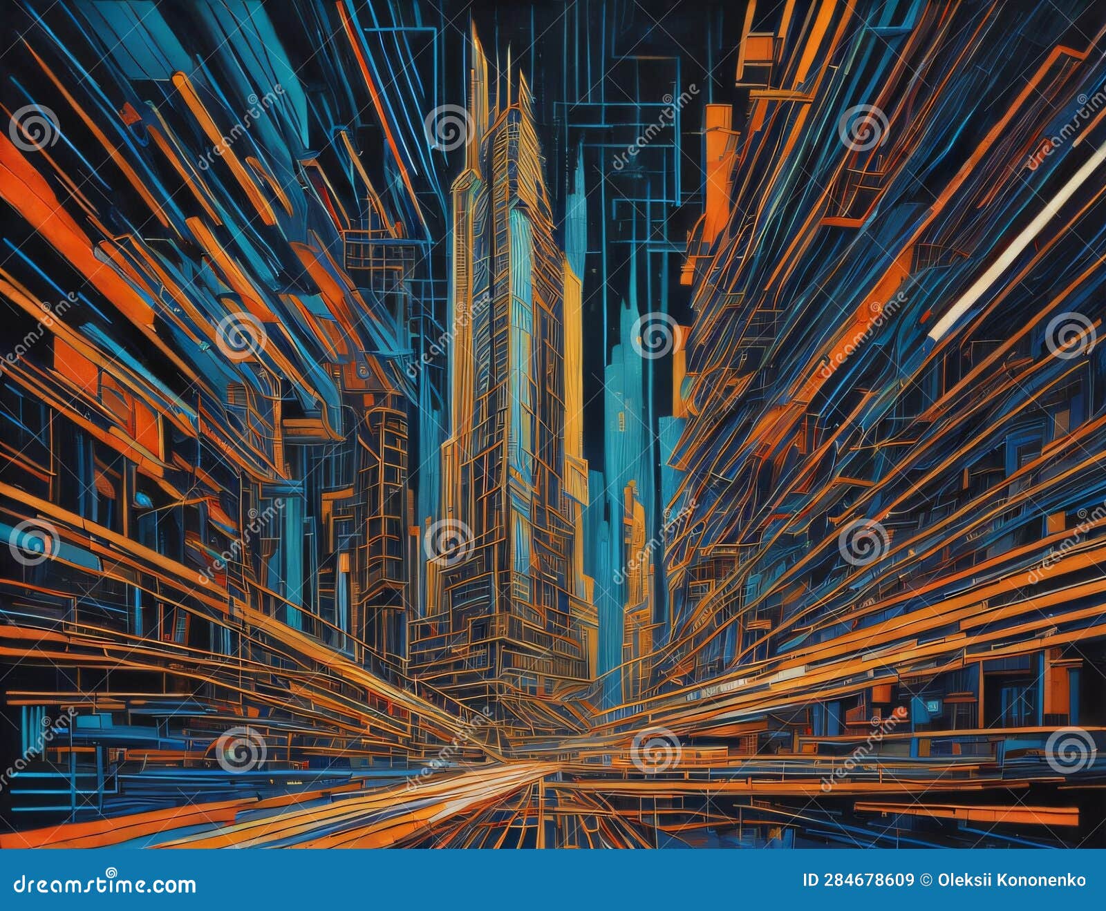 Graphic Illustration Showcasing the Interplay of Abstract Building ...