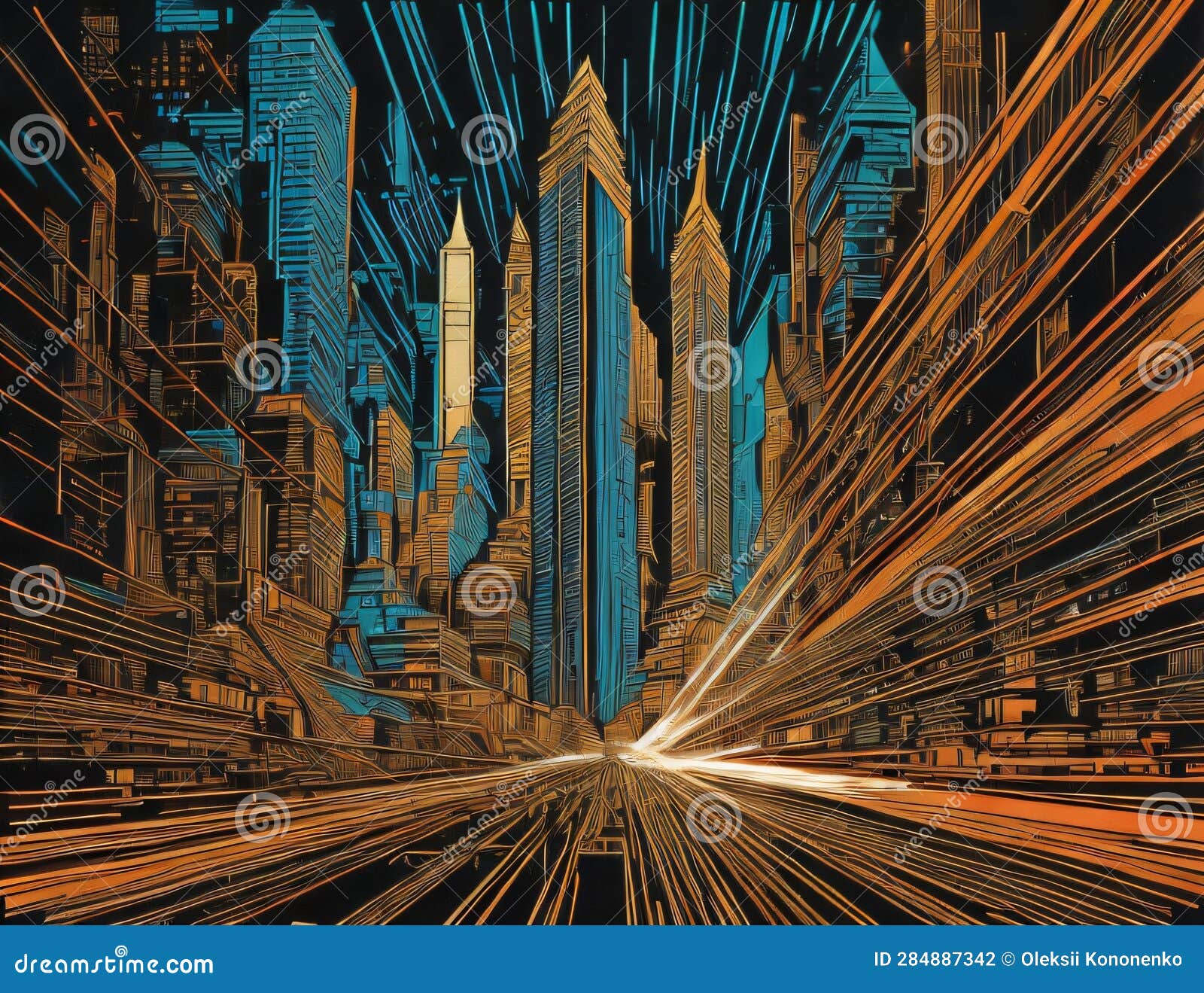 Graphic Illustration Showcasing the Interplay of Abstract Building ...