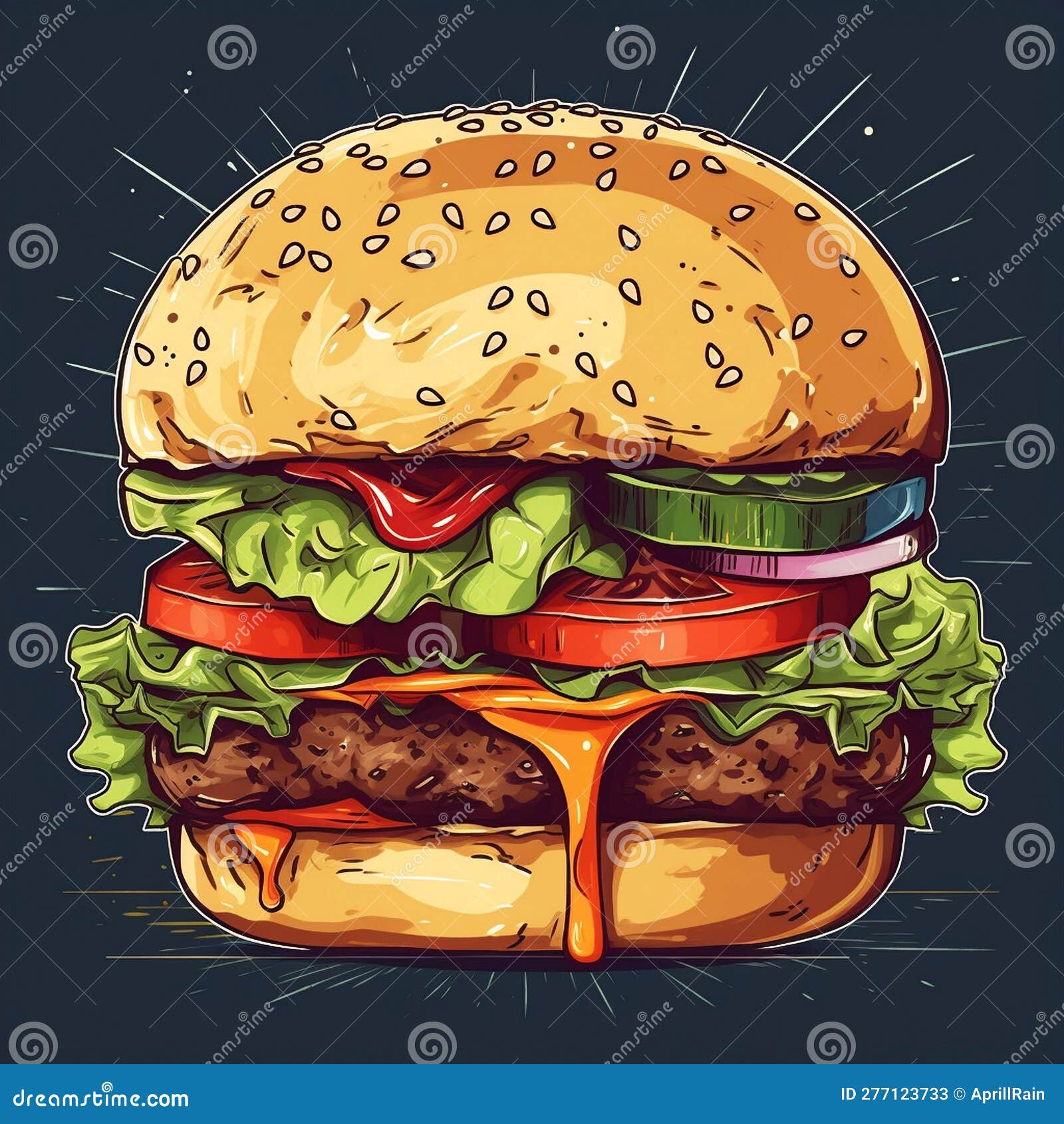 Graphic Image of the Burger Stock Illustration - Illustration of meal ...