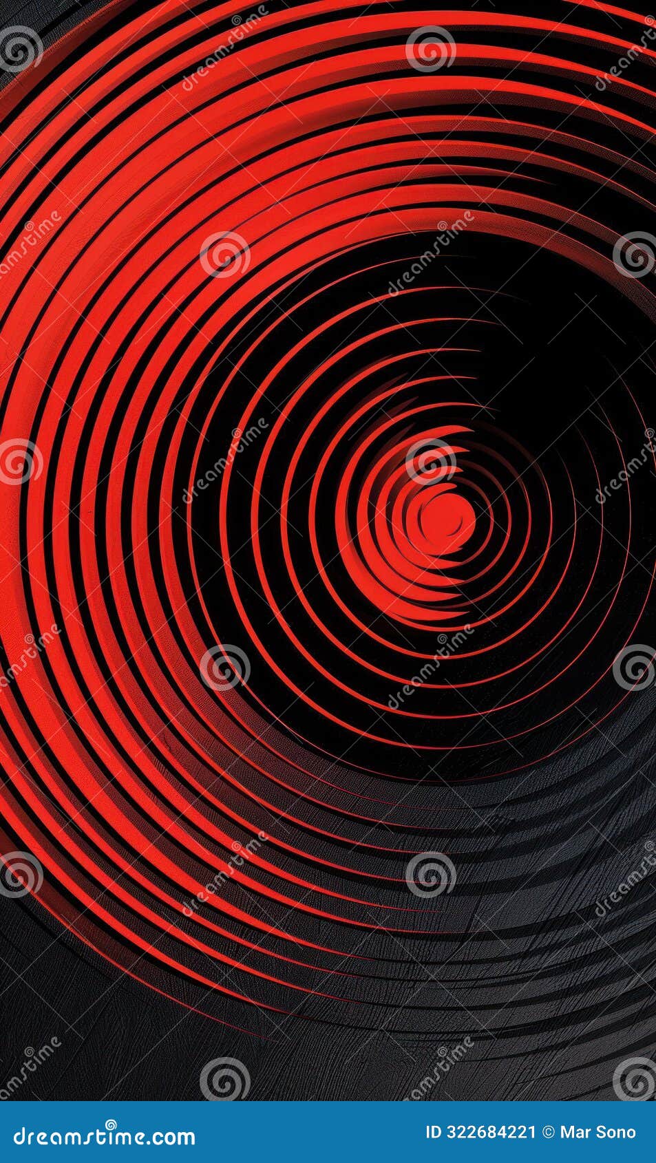 A Graphic Image of Concentric Red Swirls with a Textured Black ...