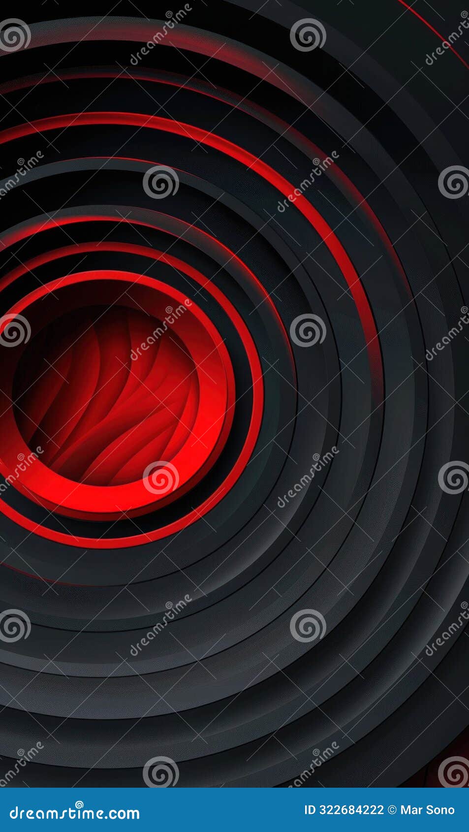 A Graphic Image of Concentric Red Swirls with a Textured Black ...