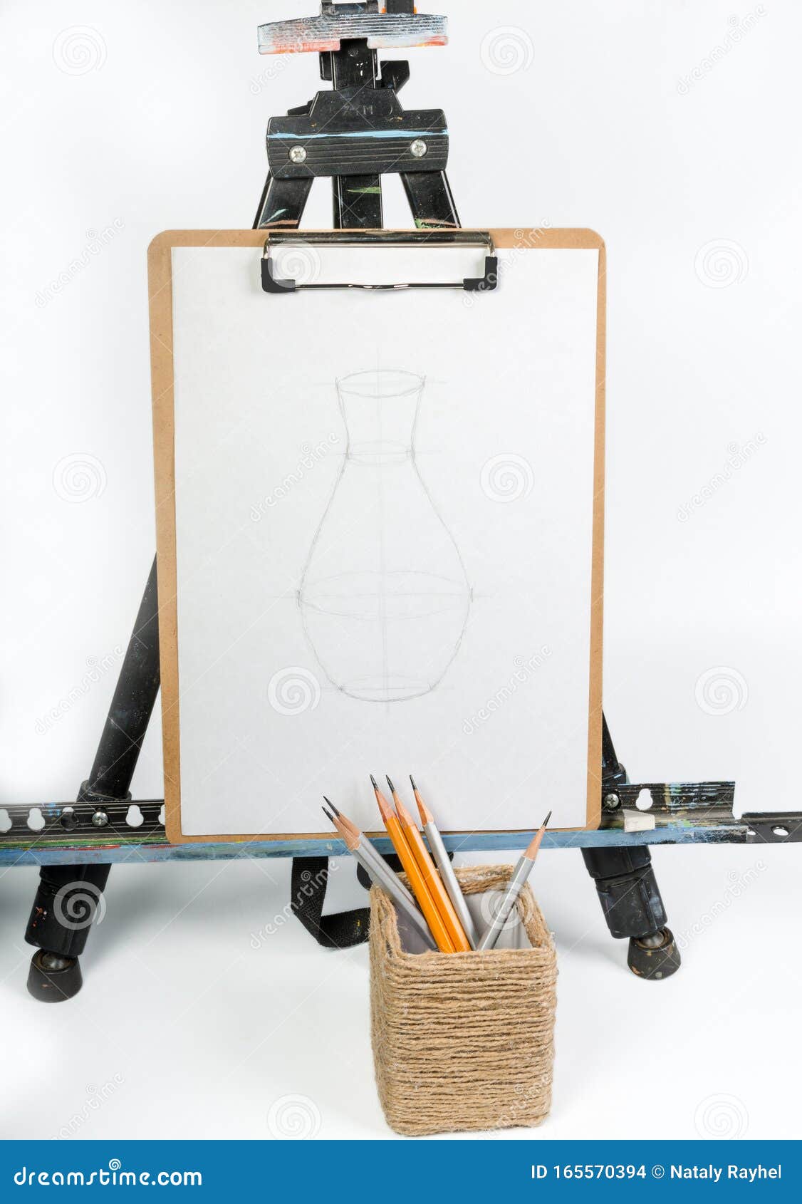 Graphic Image on Paper on Tripod Stock Photo - Image of pencil, board ...