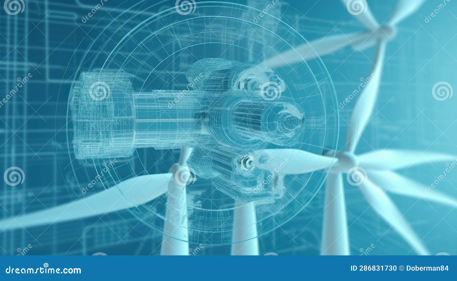 Graphic Image of Wind Generators and Schematic Drawing of Engine on ...