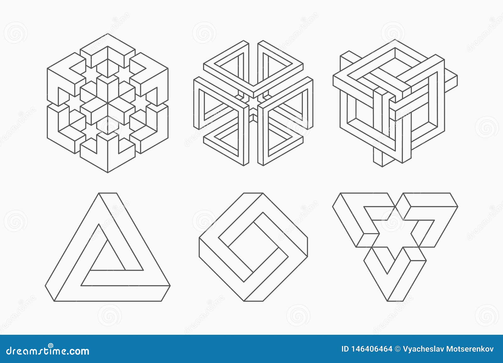 Graphic Impossible Shapes. Circle, Square and Triangle Symbols with ...
