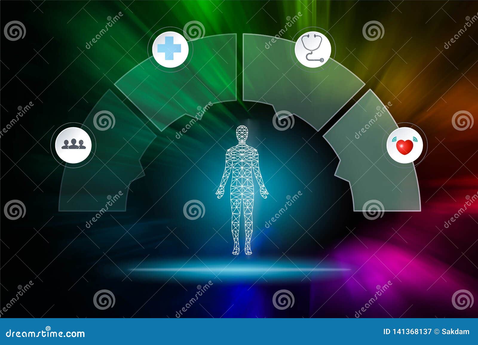 Abstract Background Technology Concept in Blue Light,brain and Human ...