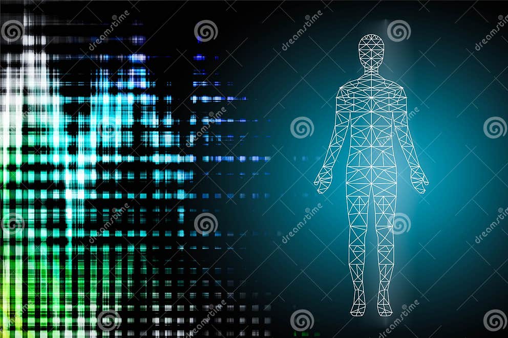 Abstract Background Technology Concept in Blue Light,brain and Human ...