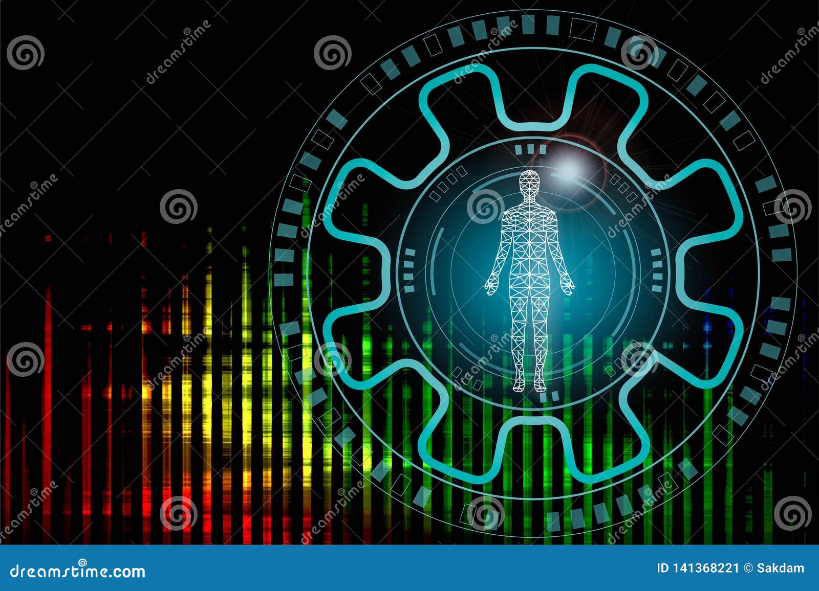 Abstract Background Technology Concept in Blue Light,brain and Human ...