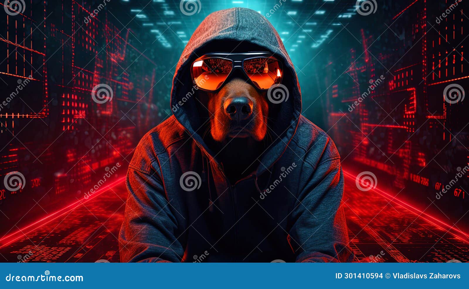 Graphic Interpretation of a Dog in a Virtual Space with a Mask of a ...
