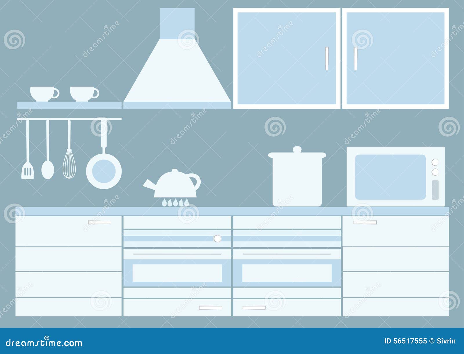 Graphic kitchen interior. stock illustration. Illustration of domestic ...
