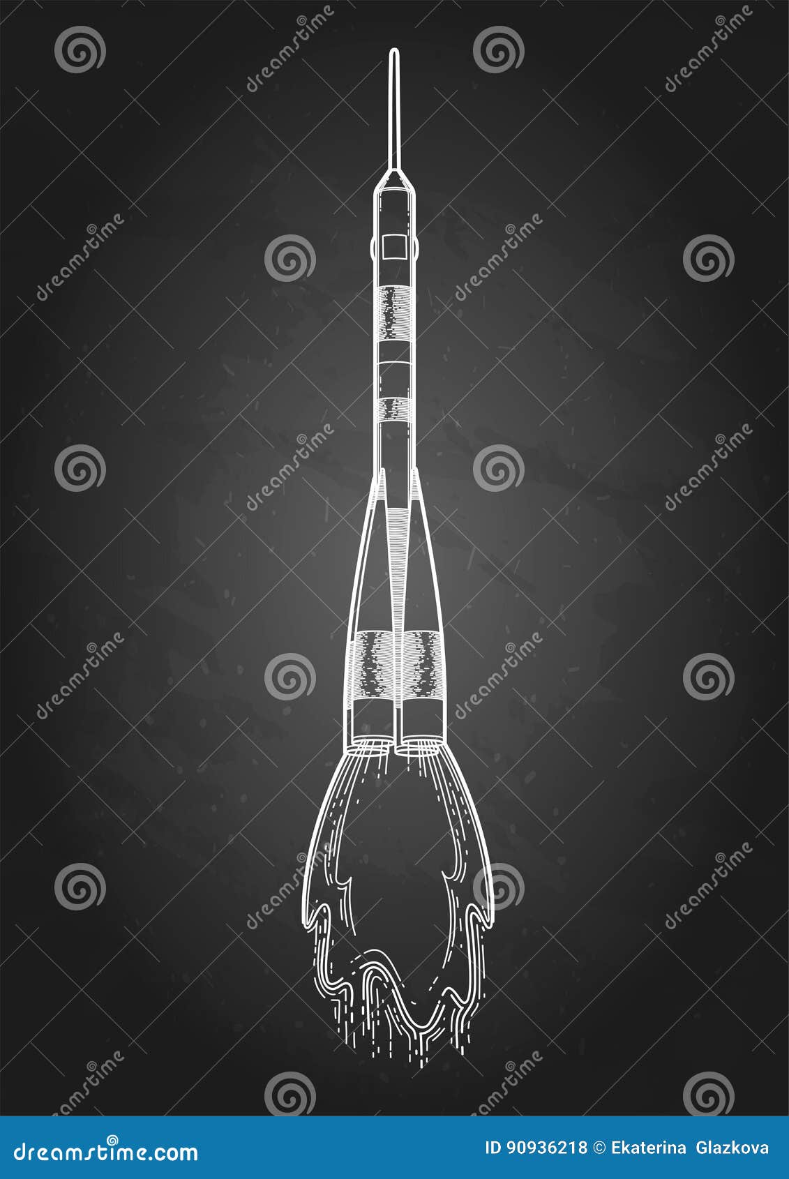 Graphic launching rocket stock vector. Illustration of realistic - 90936218