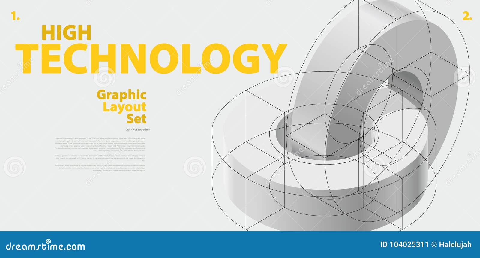 Graphic Layout Set with Abstract Curved Vector Shape, Reminiscent of ...