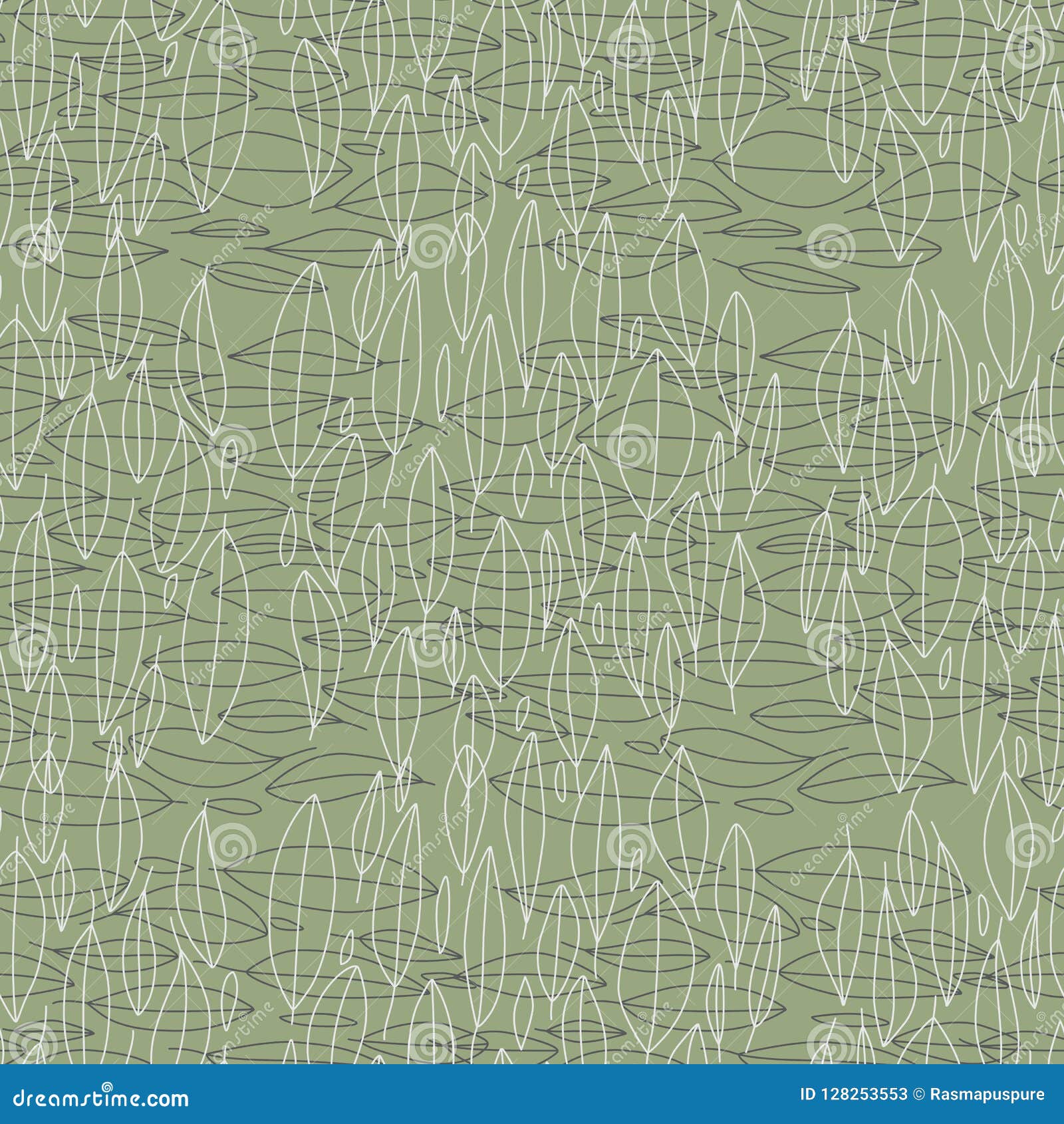 Graphic Leaves Linework Seamless Pattern Overlapping Leaf Design Stock ...