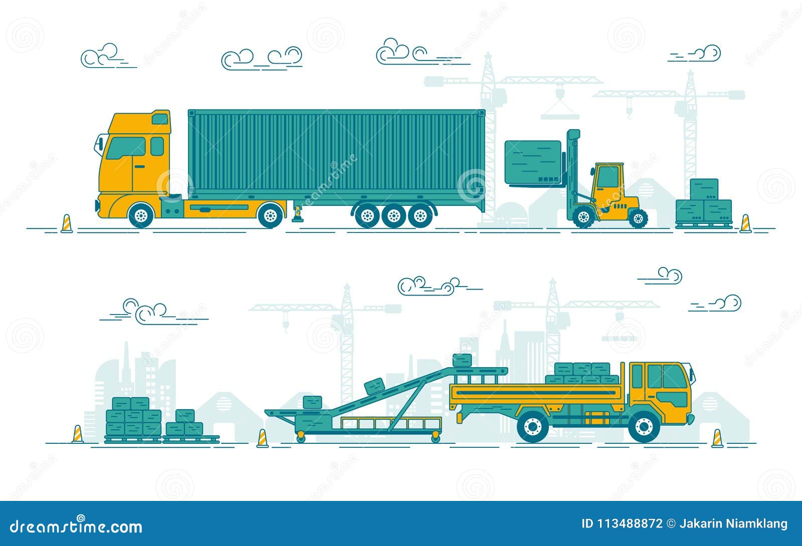 Factory loading stock vector. Illustration of industrial - 113488872