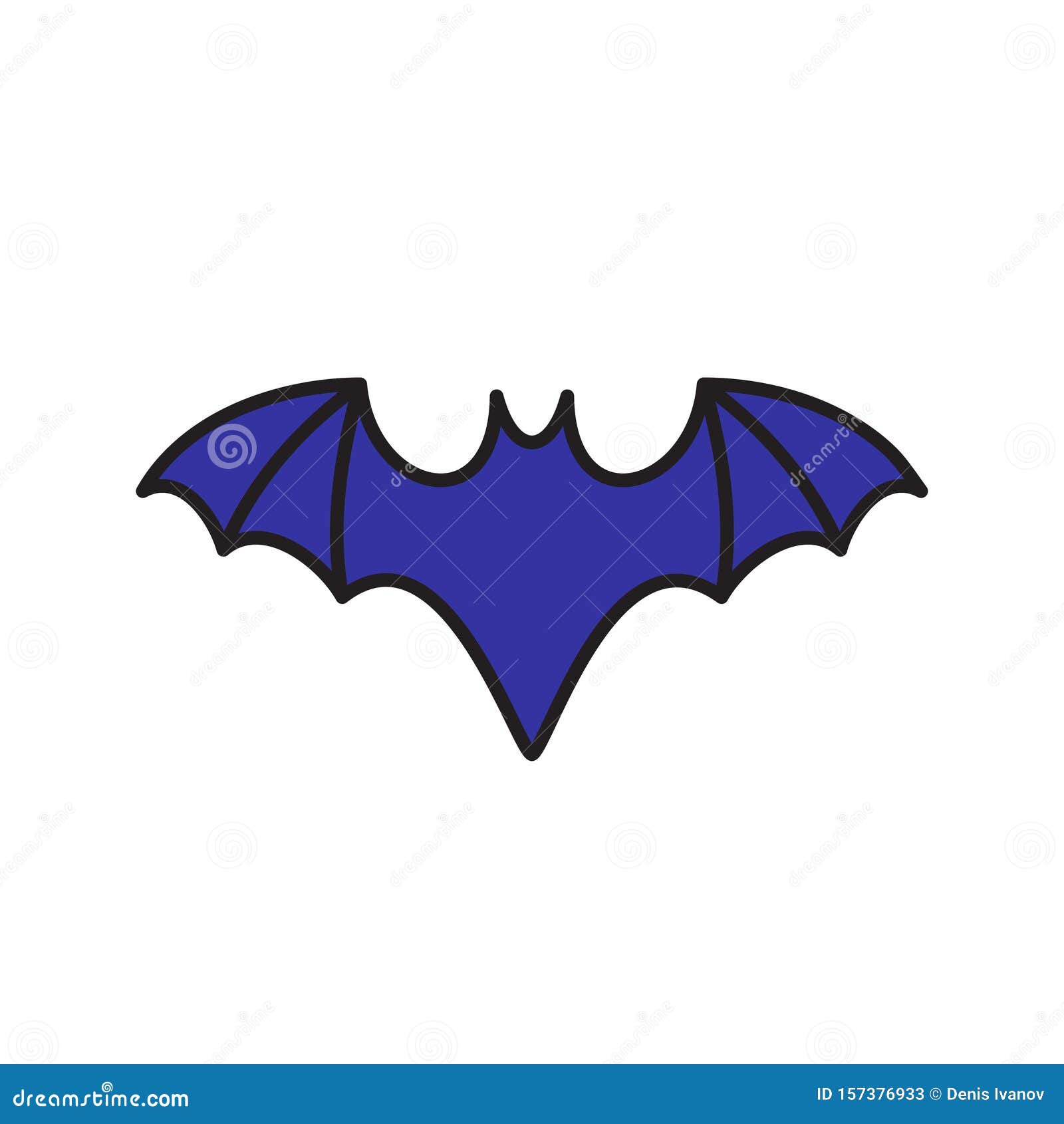 Graphic logo of blue bat stock vector. Illustration of sign - 157376933