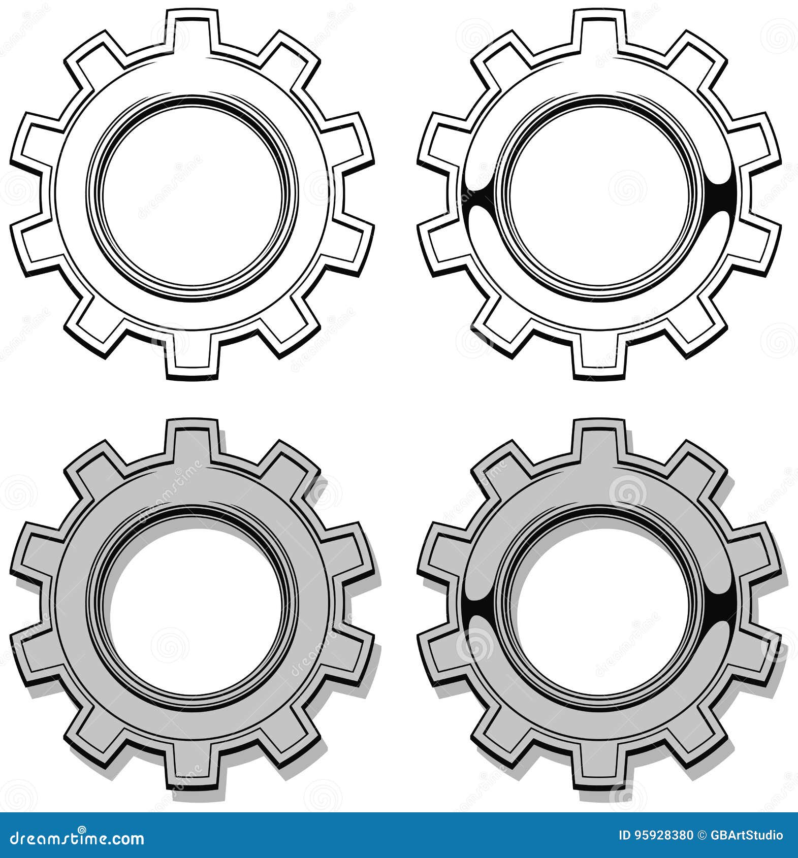Graphic Metal Mechanical Gear Vector Set Stock Vector - Illustration of ...