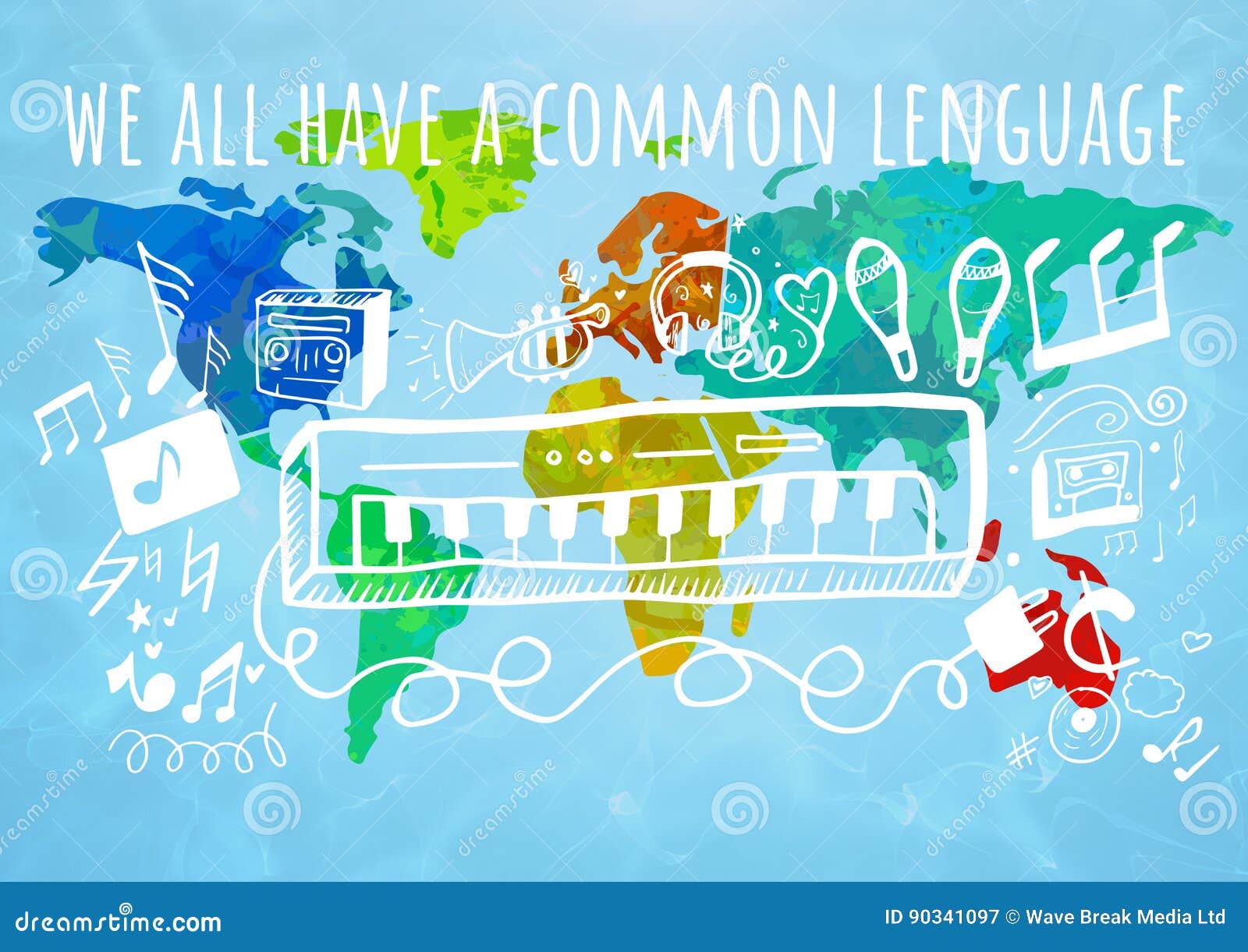 Graphic about Music Language and World Background Stock Illustration ...