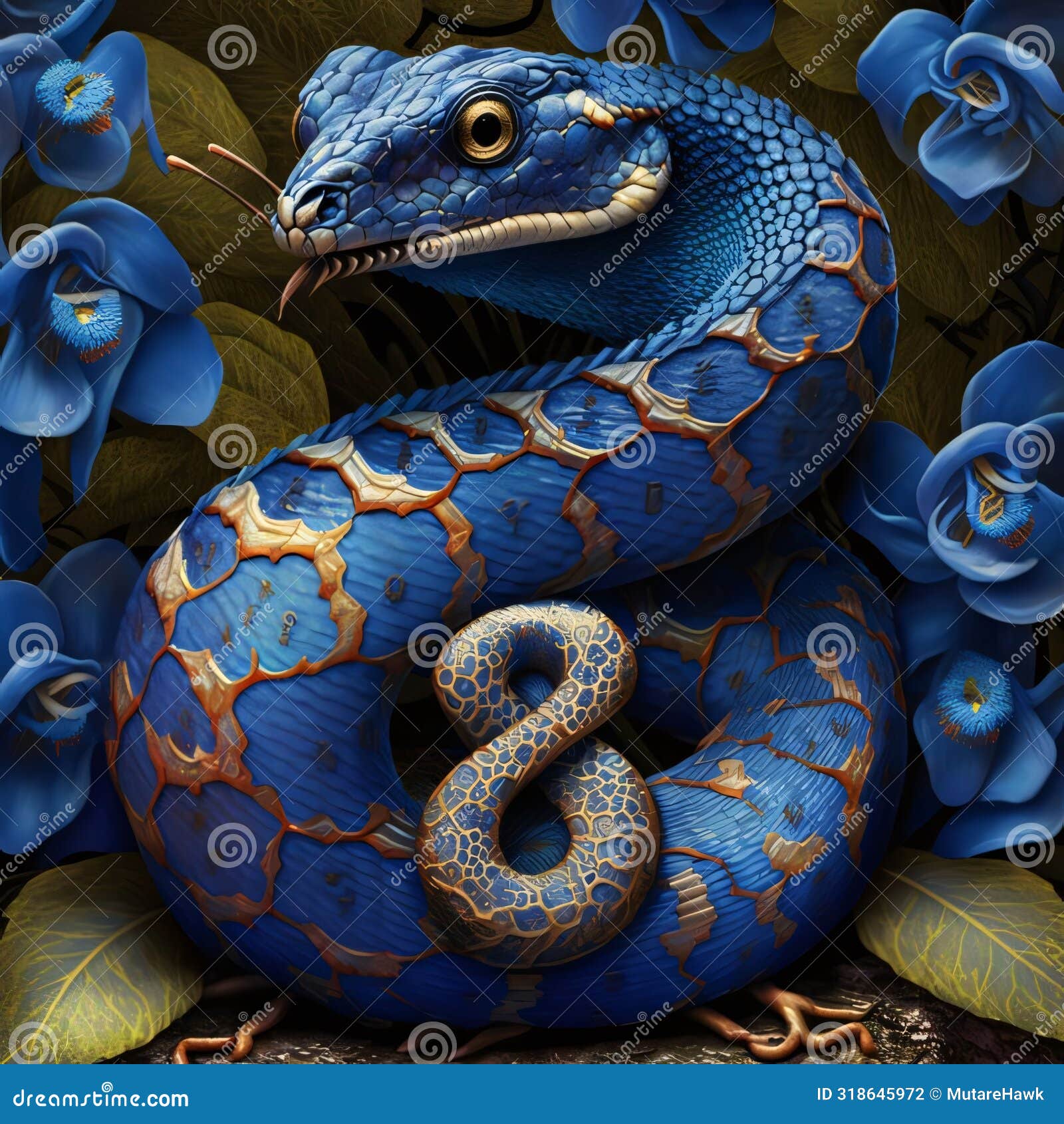 Blue Snake Vector Illustration | CartoonDealer.com #2323172