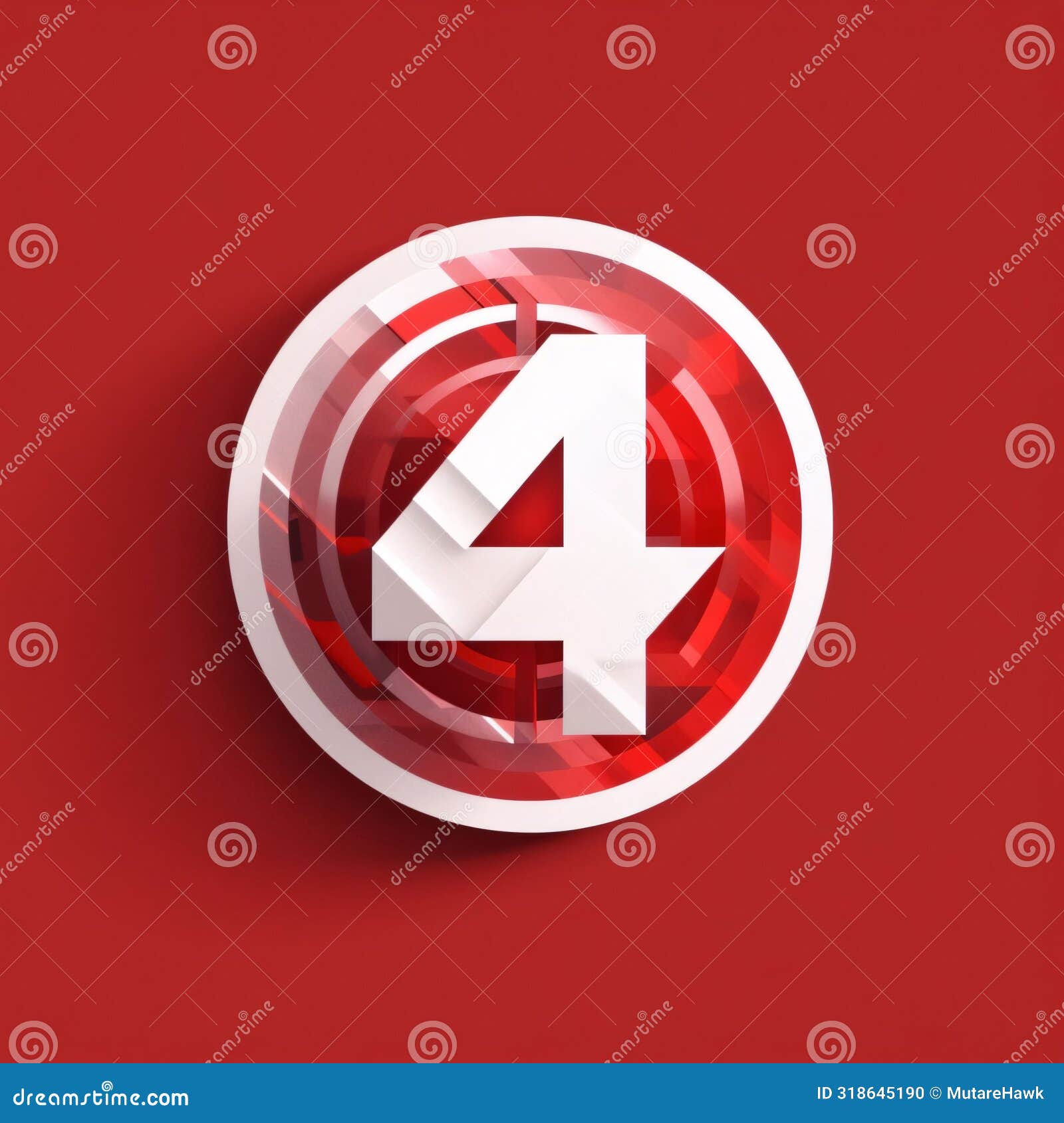 Number 4 Button on a Red Background. Vector Illustration Stock ...