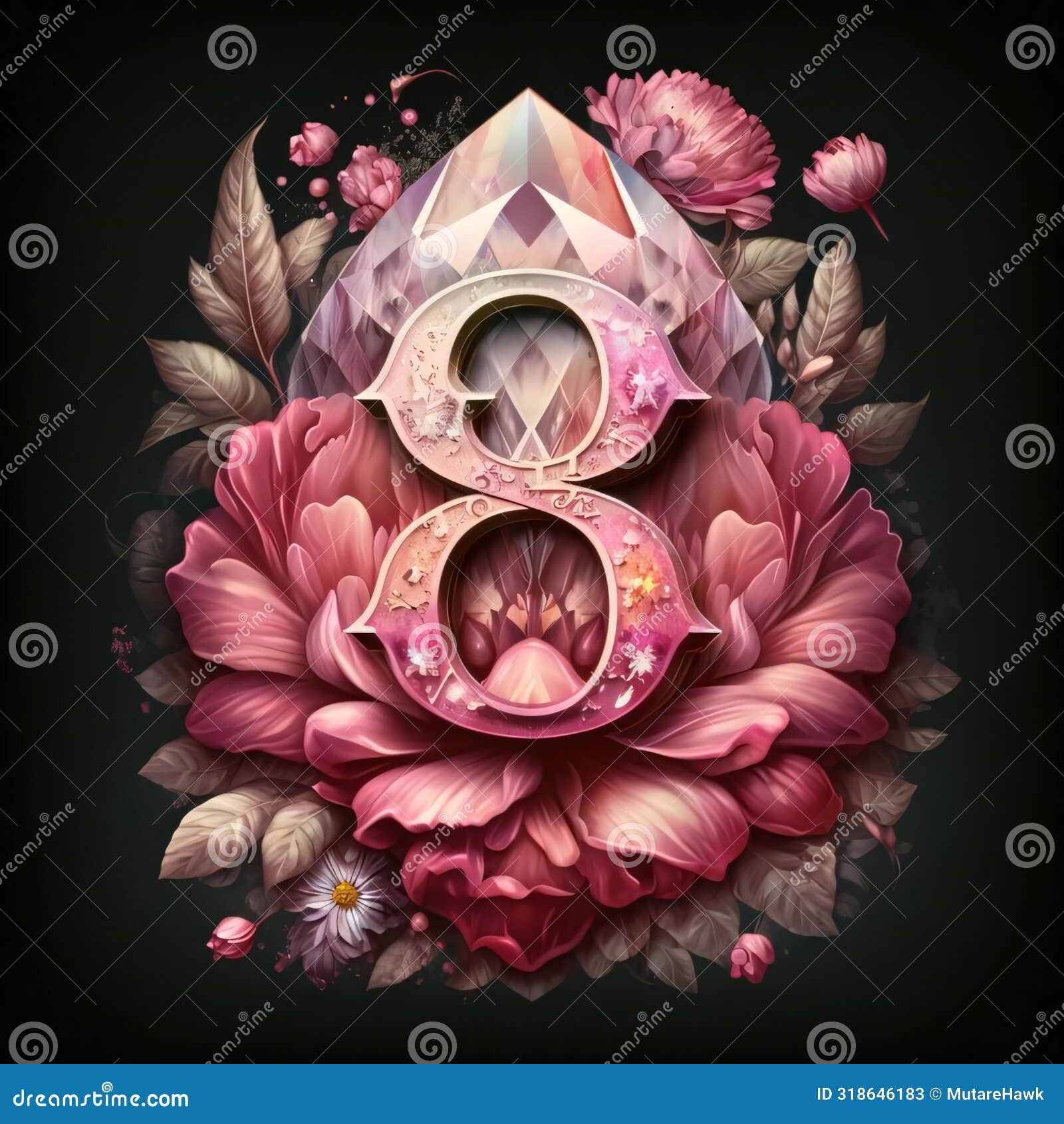 Vector Illustration. Number 8 Rose Stock Illustration - Illustration of ...