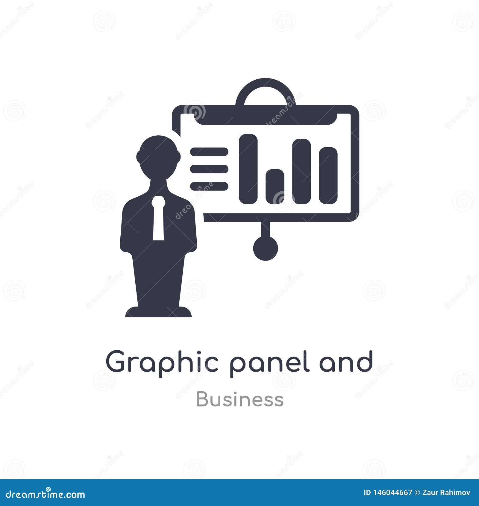 Graphic Panel and Man Outline Icon. Isolated Line Vector Illustration ...