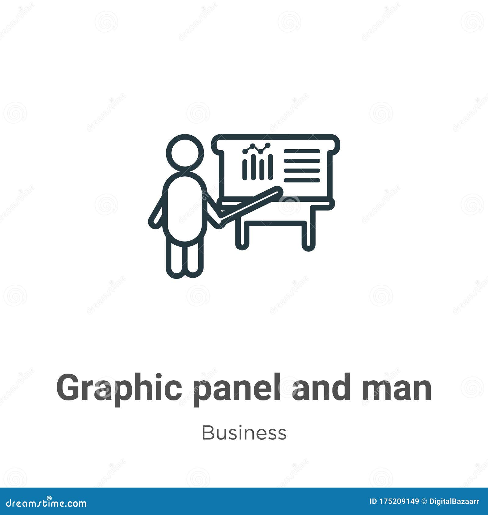 Graphic Panel and Man Outline Vector Icon. Thin Line Black Graphic ...