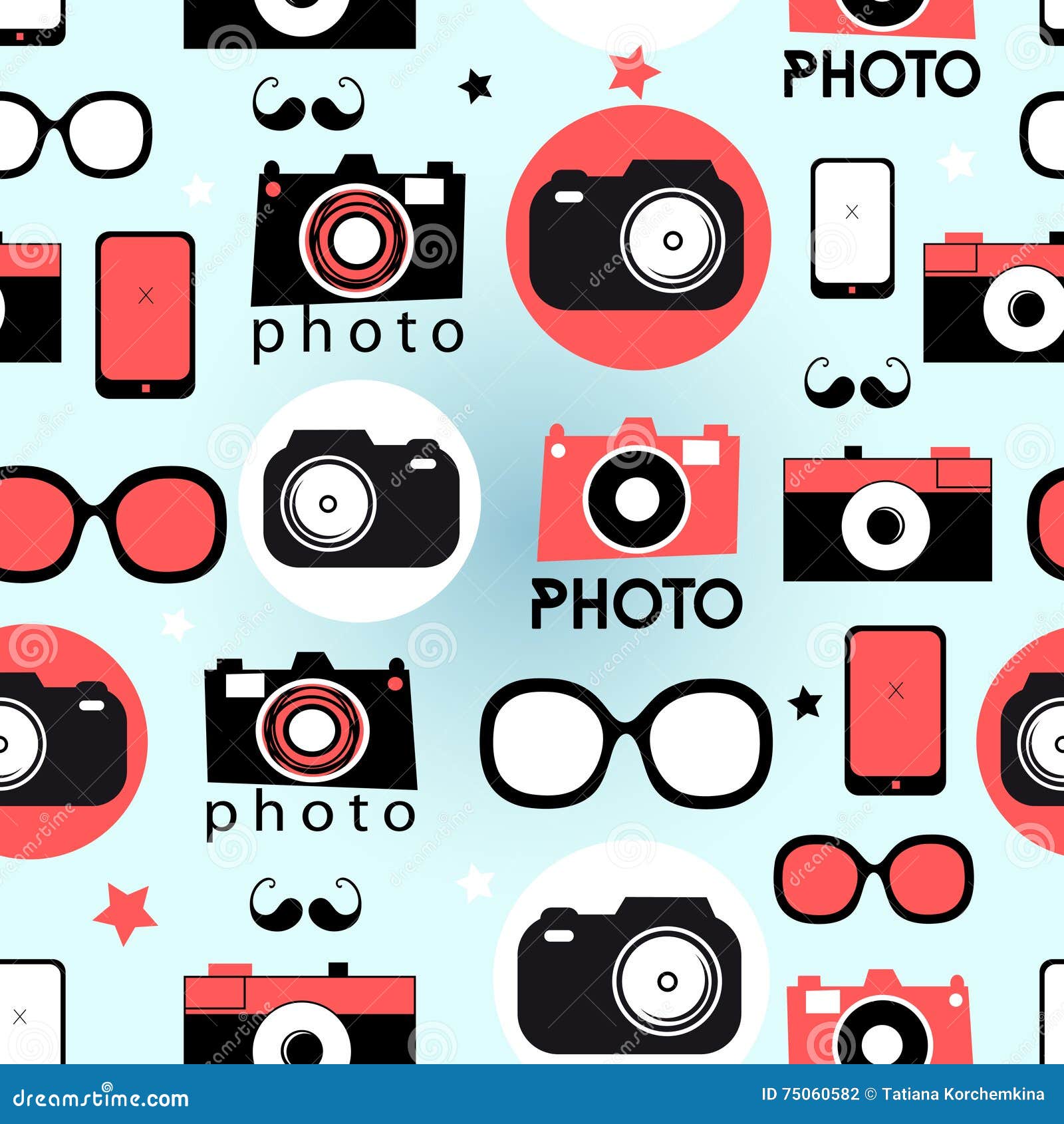 Graphic pattern of cameras stock vector. Illustration of decor - 75060582
