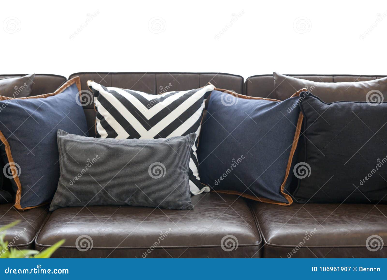 Graphic Pattern Cushion on Leather Sofa Stock Image - Image of design ...