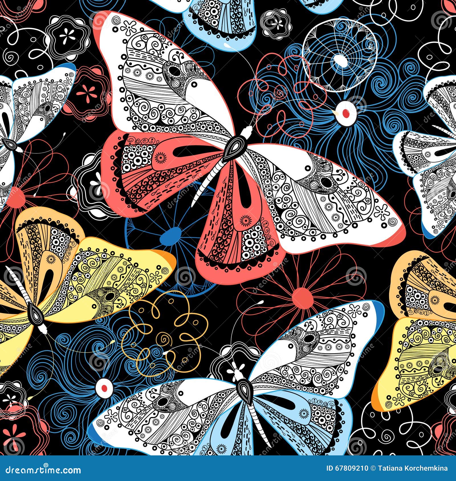Graphic Pattern Fancy Butterflies Stock Vector - Illustration of ...