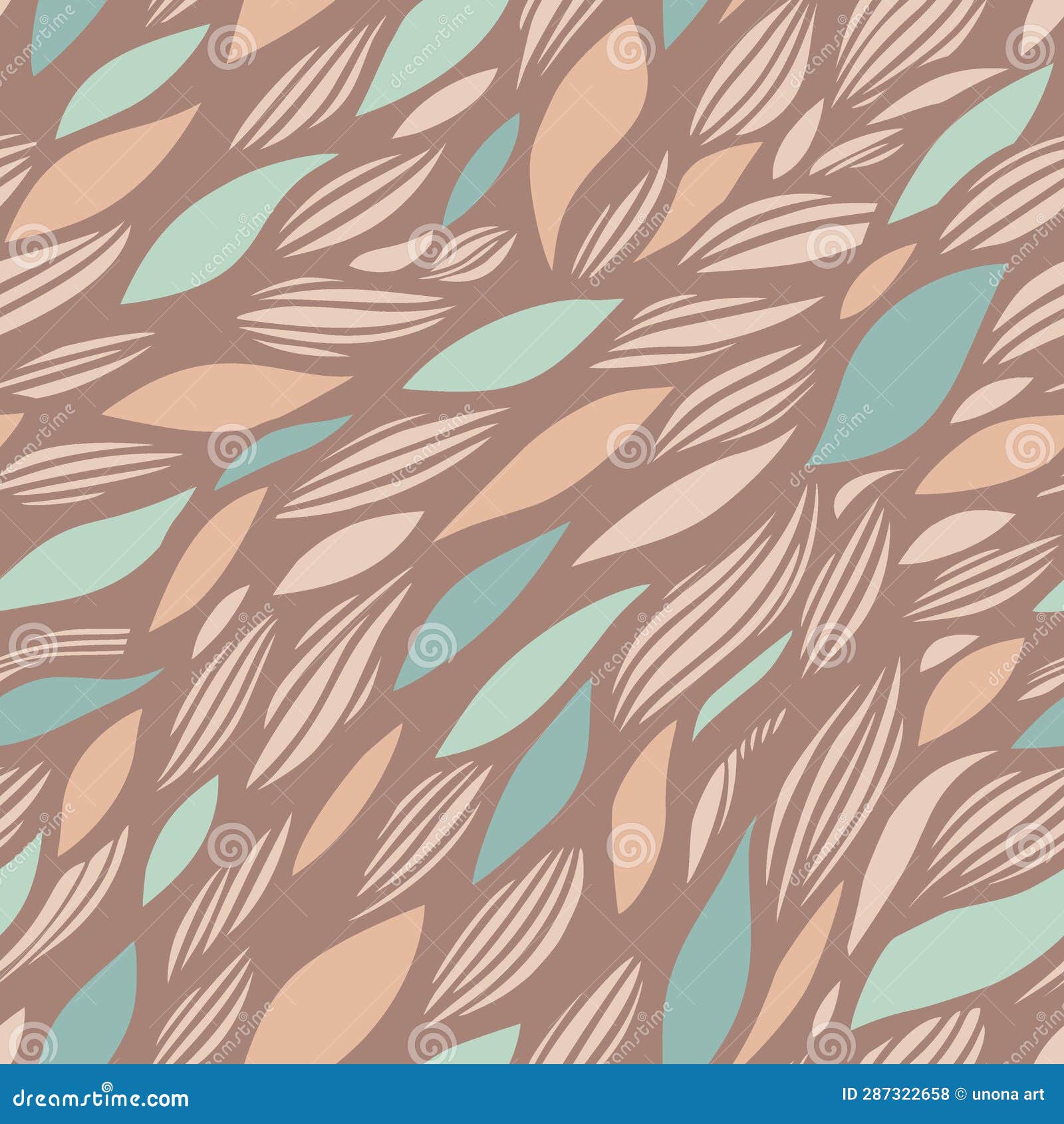 The Graphic Pattern of Leaves and Waves. Tender Hand-drawn Stock Vector ...