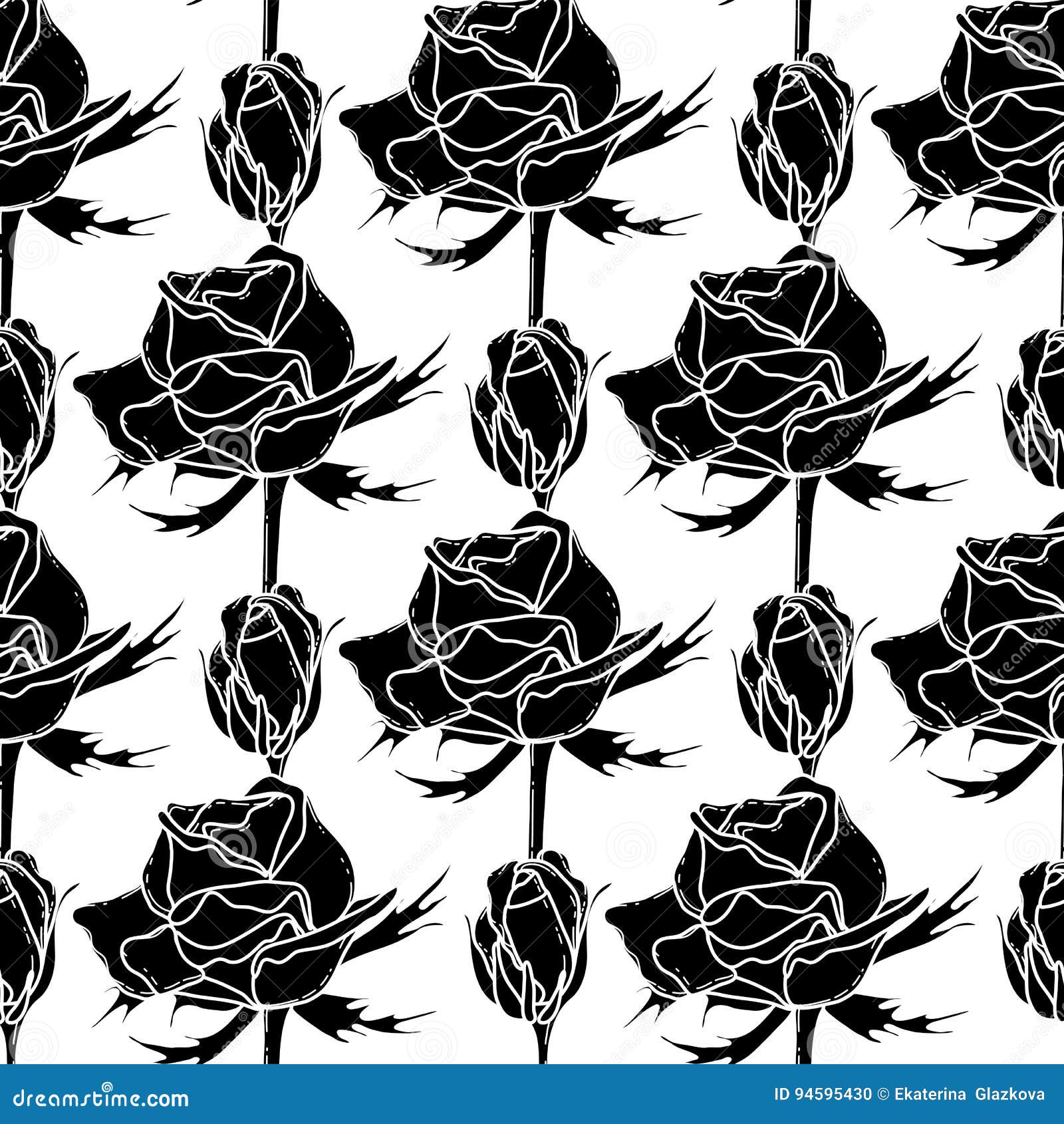 Graphic pattern of roses stock vector. Illustration of element - 94595430