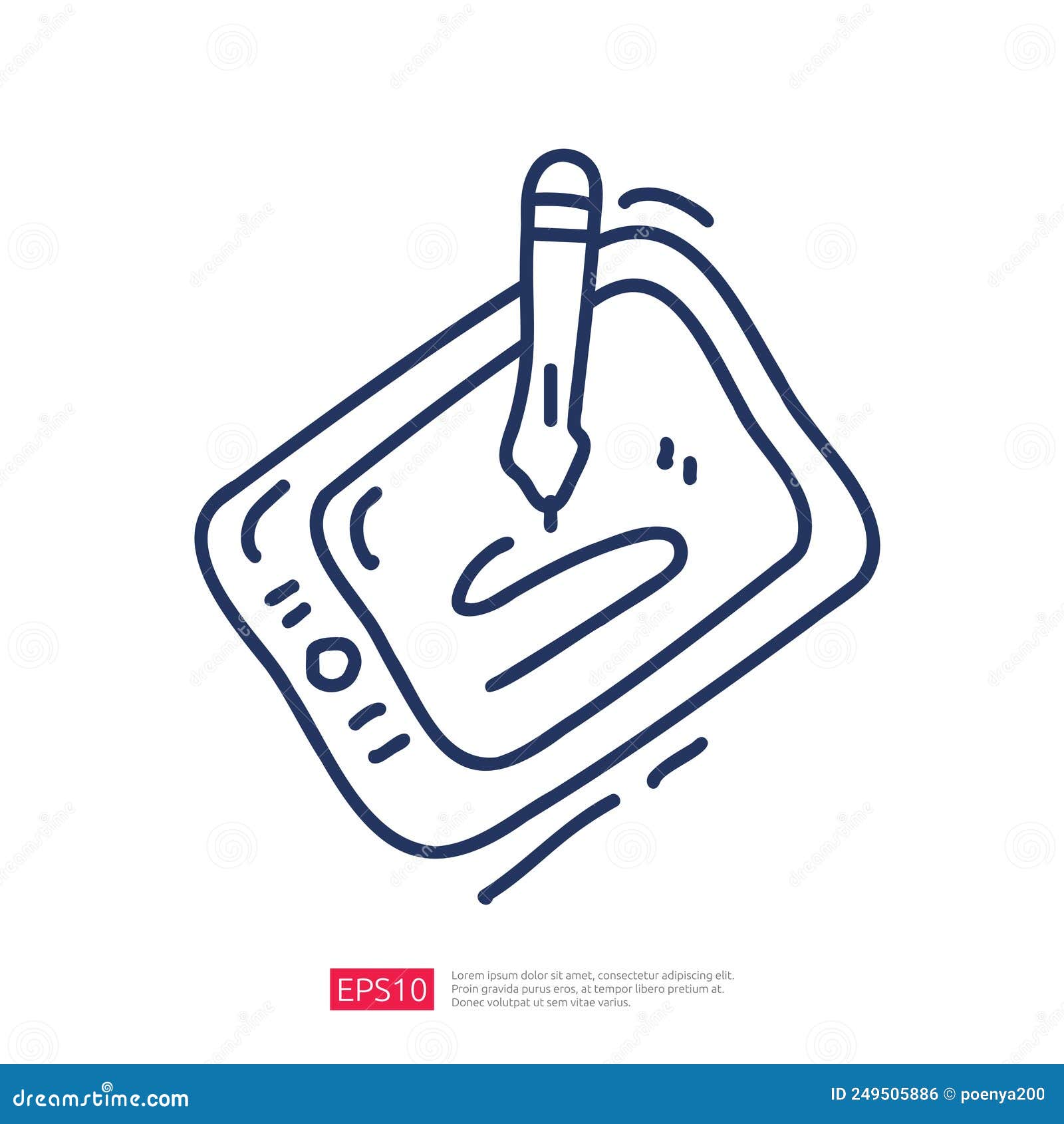 Graphic Pen Tablet and Stylus Doodle Icon Stock Vector - Illustration ...