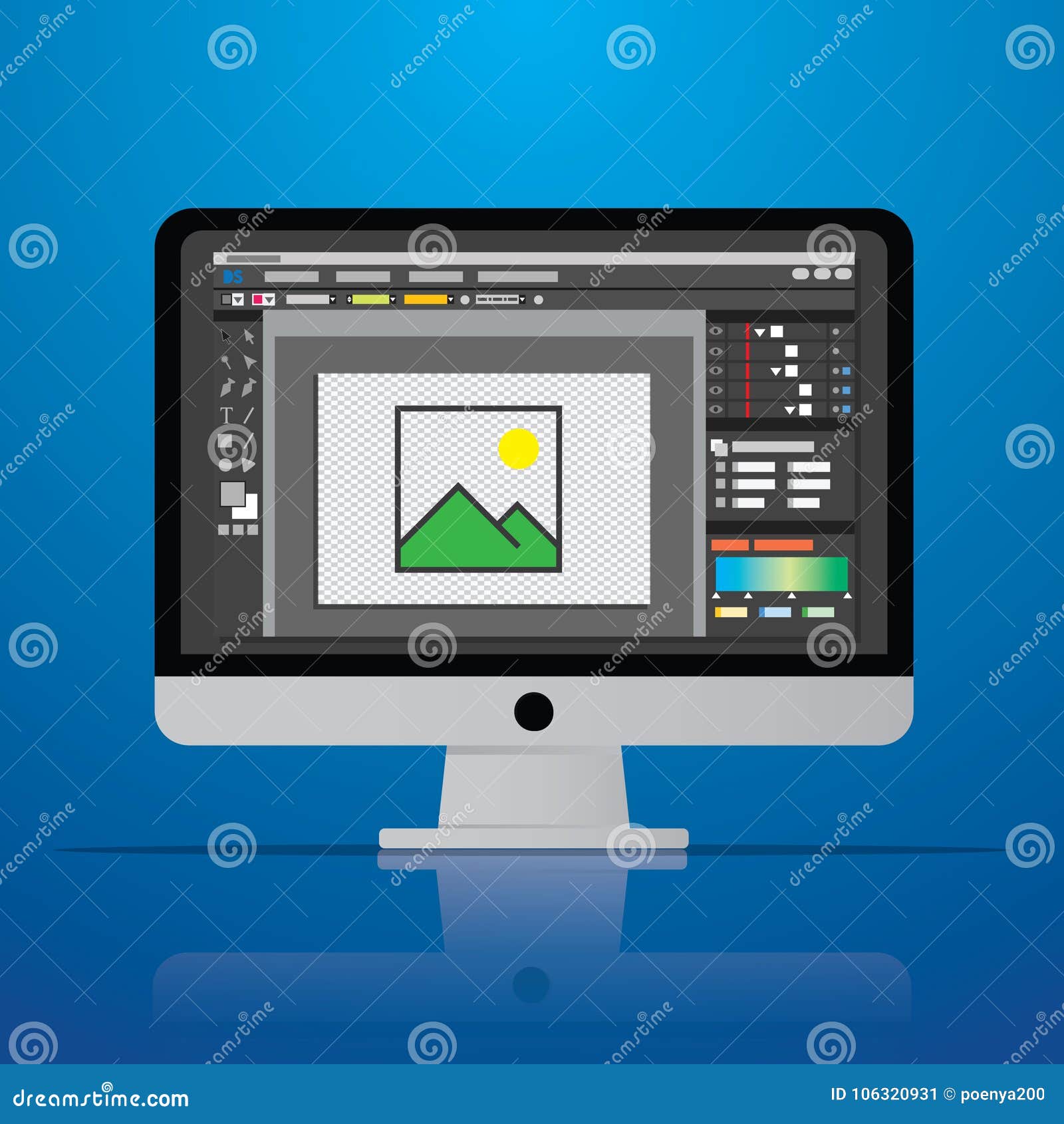 Graphic Photo Picture Editor Software Icon on Desktop Computer I Stock ...