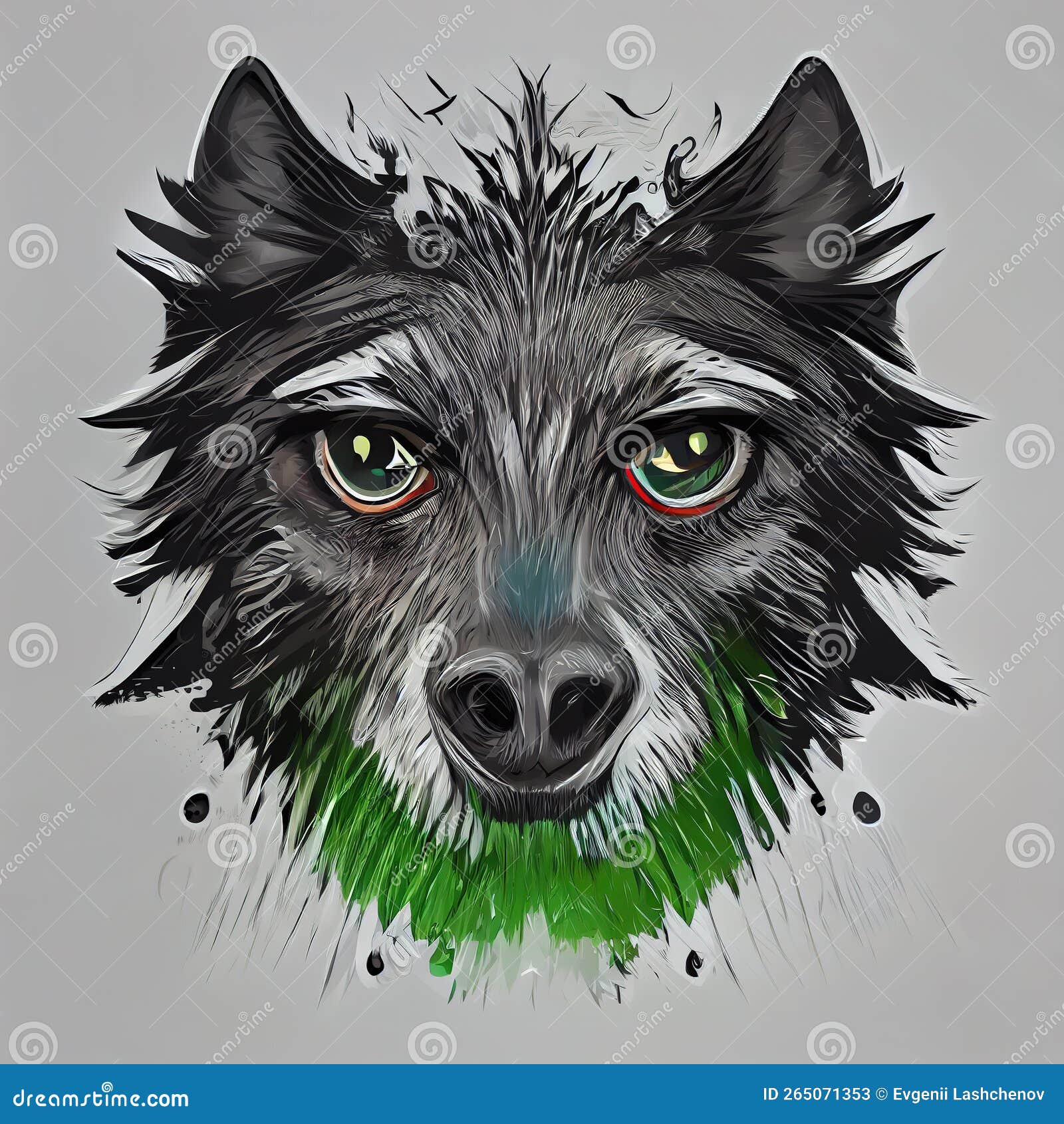Graphic Portrait of a Wolf. Stylized Muzzle of a Wolf. Abstract Wolf ...