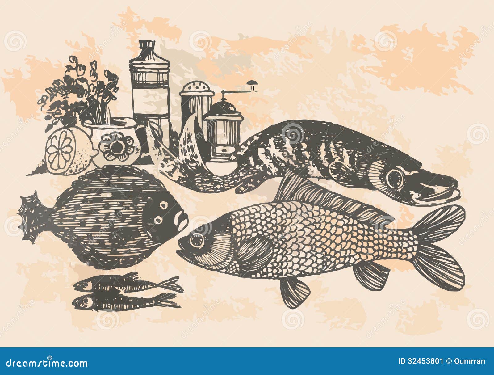 Tench. Drawing Pencil Realistic Illustration. Stock Image ...