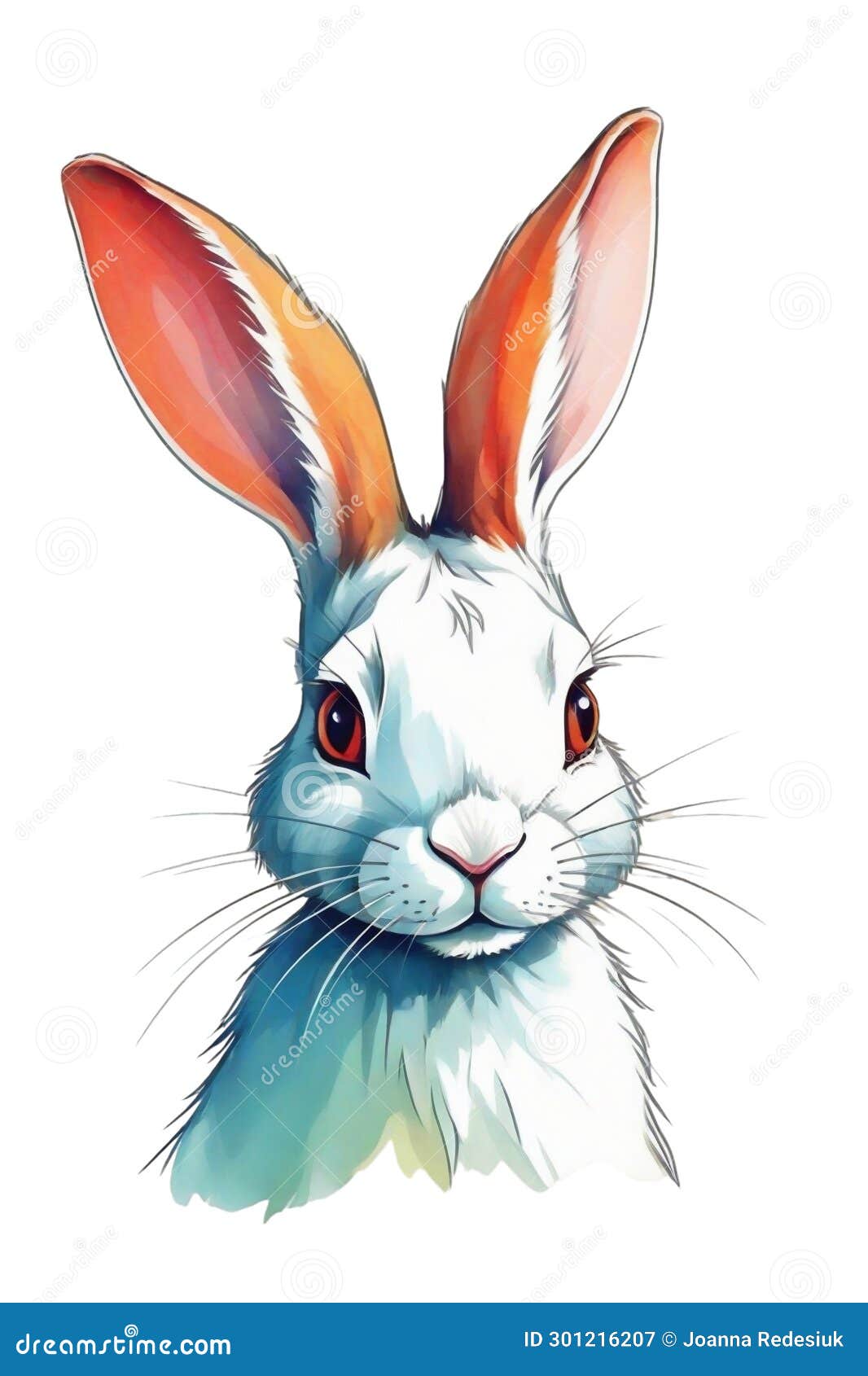 Graphic Rabbit Portrait on White Background Stock Illustration ...