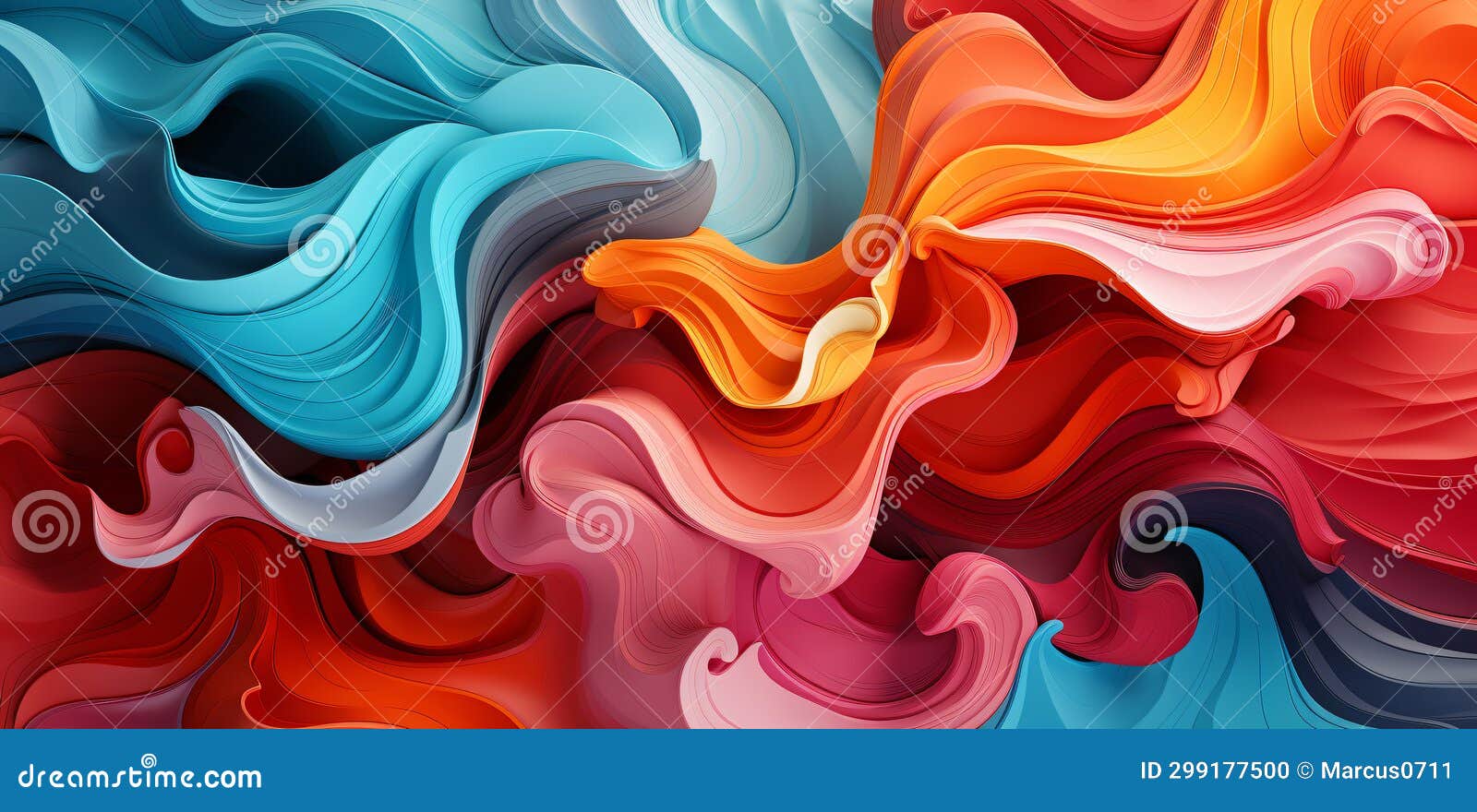 Graphic Representation of Colorful Symmetrical Waves Stock Illustration ...