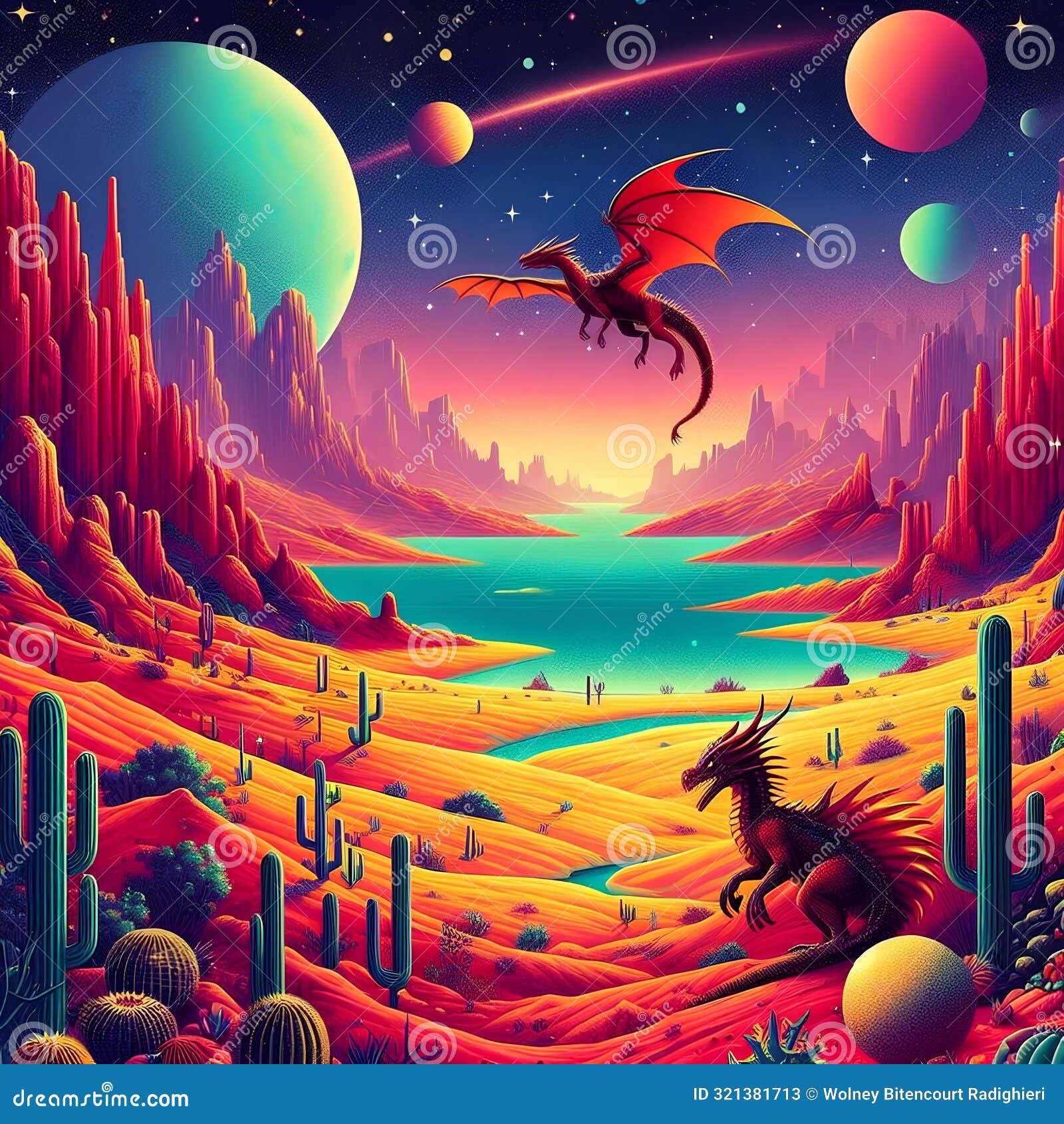 Drawing of Dragons in Another World 1 Stock Illustration - Illustration ...
