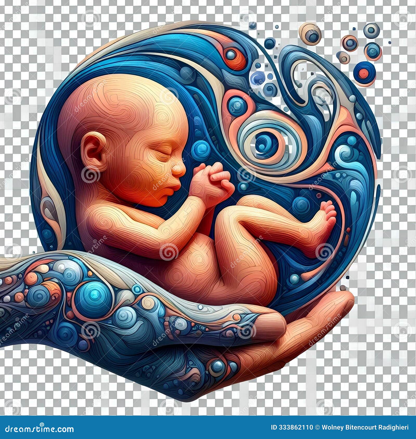 Artistic image of a fetus stock illustration. Illustration of ...