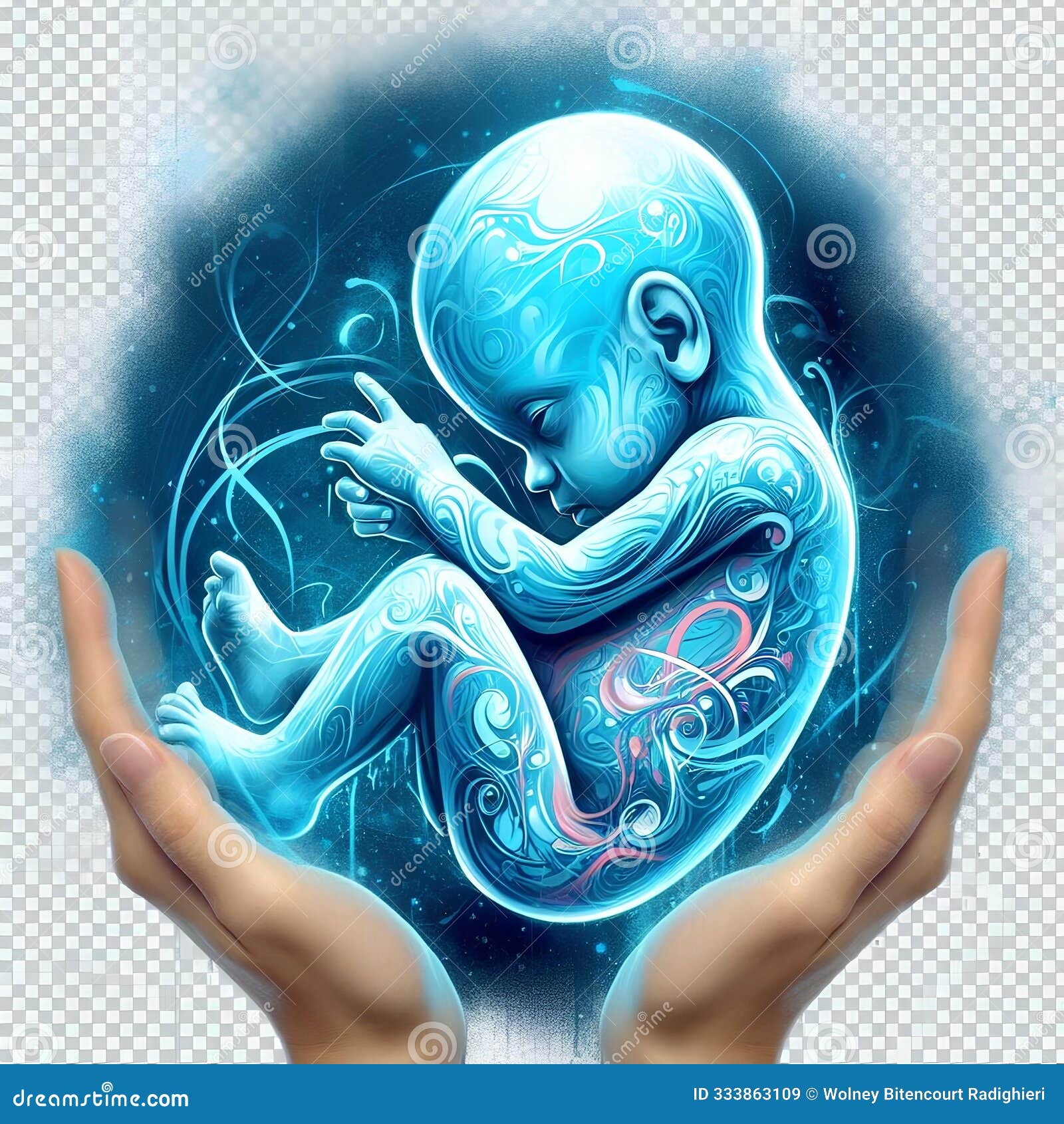 Artistic image of a fetus stock illustration. Illustration of science ...